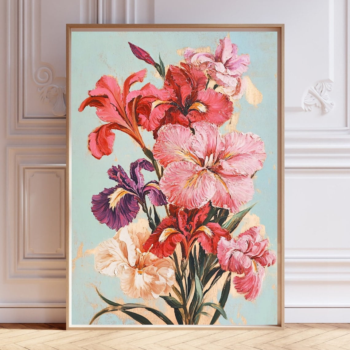 SEPT Printable Vintage Floral Painting, Maximalist Boho Print, Pink ...