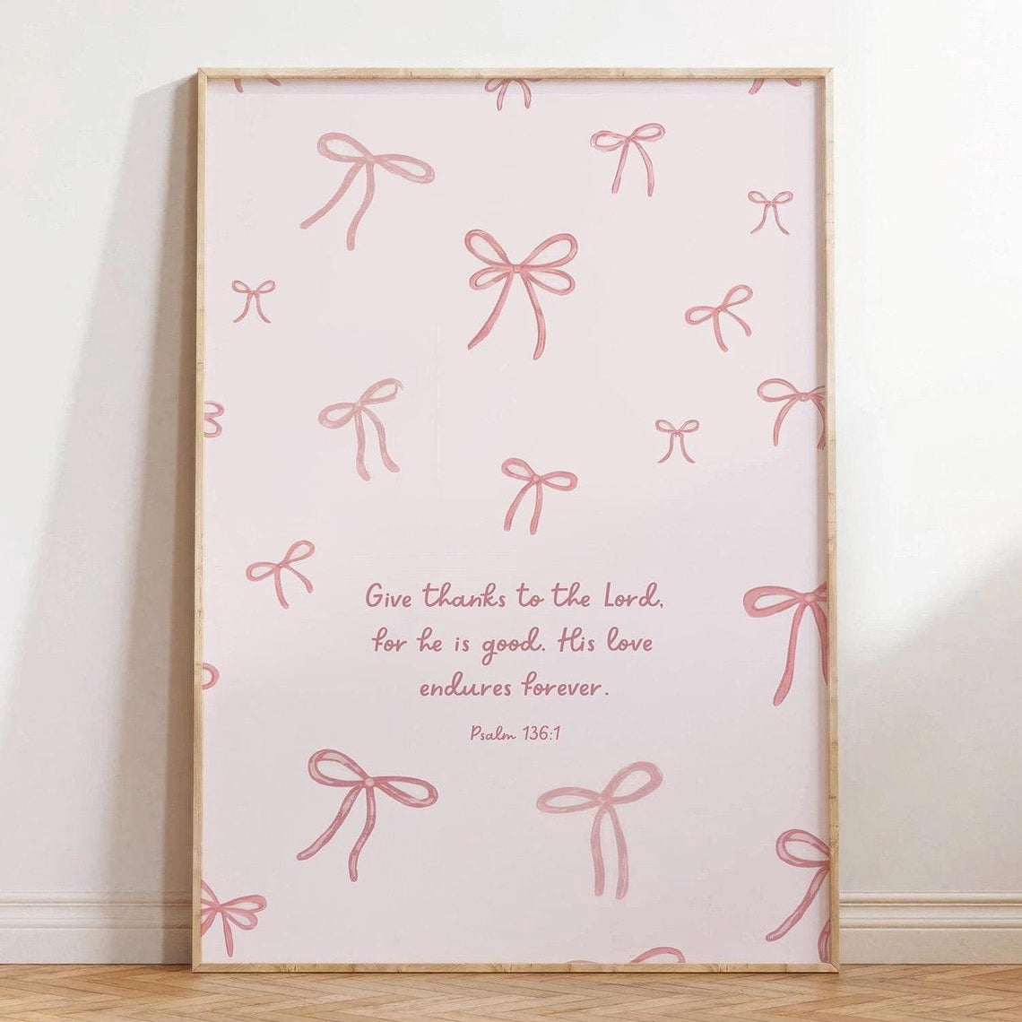 SEPT Psalm 136 1 Wall Art His Love Endures Forever Pink Christian Wall ...