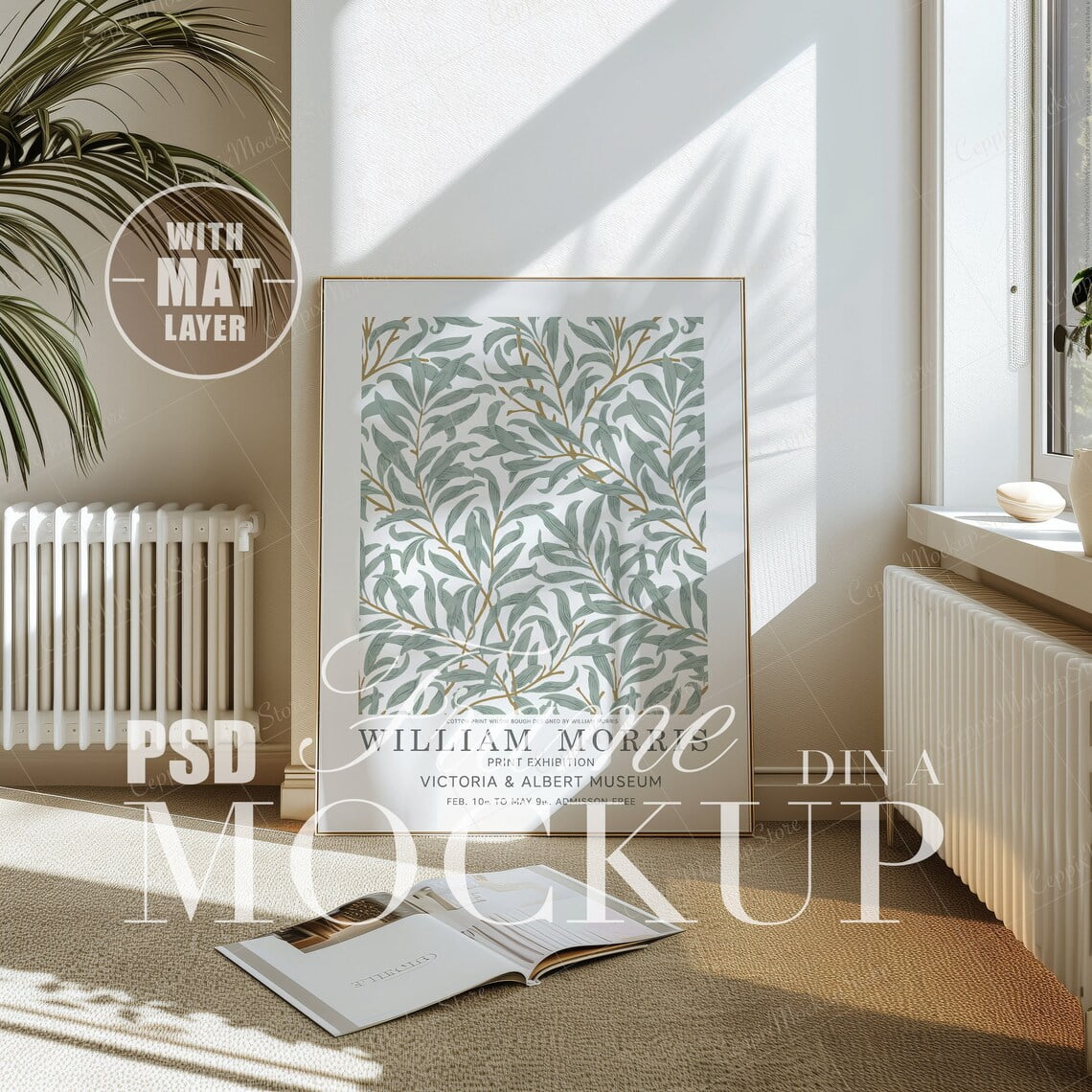 SEPT Psd Frame Mockup Gold Metal Thin, Din A Vertical Blank Poster ...