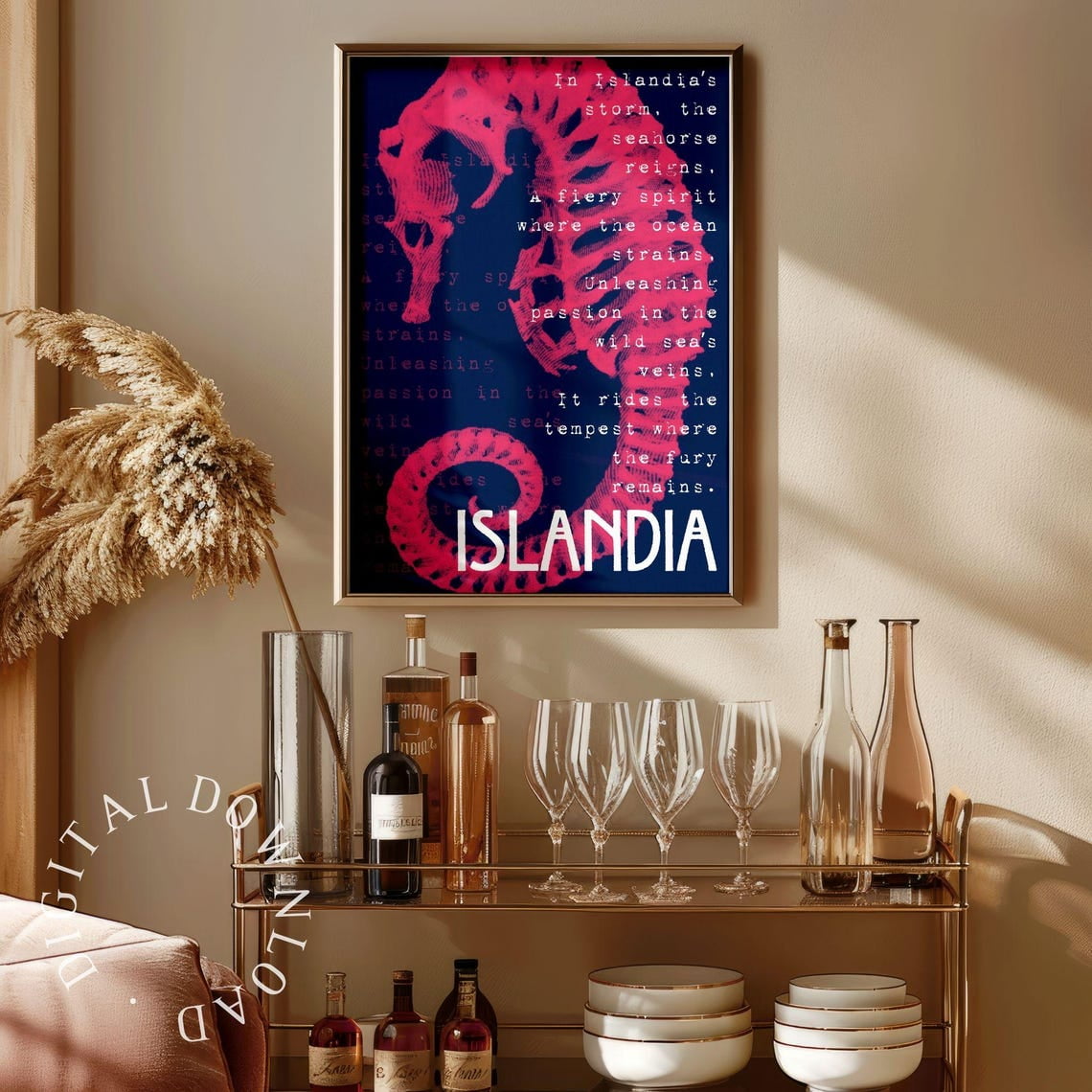 SEPT Psychedelic Seahorse Art, Gothic Ocean Print, Mystical Wall Poster ...