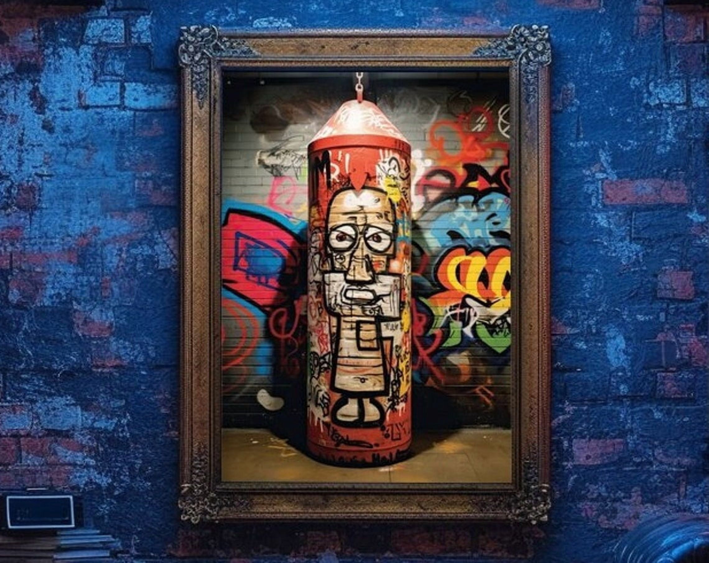 SEPT Punching Bag Power In Graffiti, Colorful Boxing Bag Wall Art, For ...