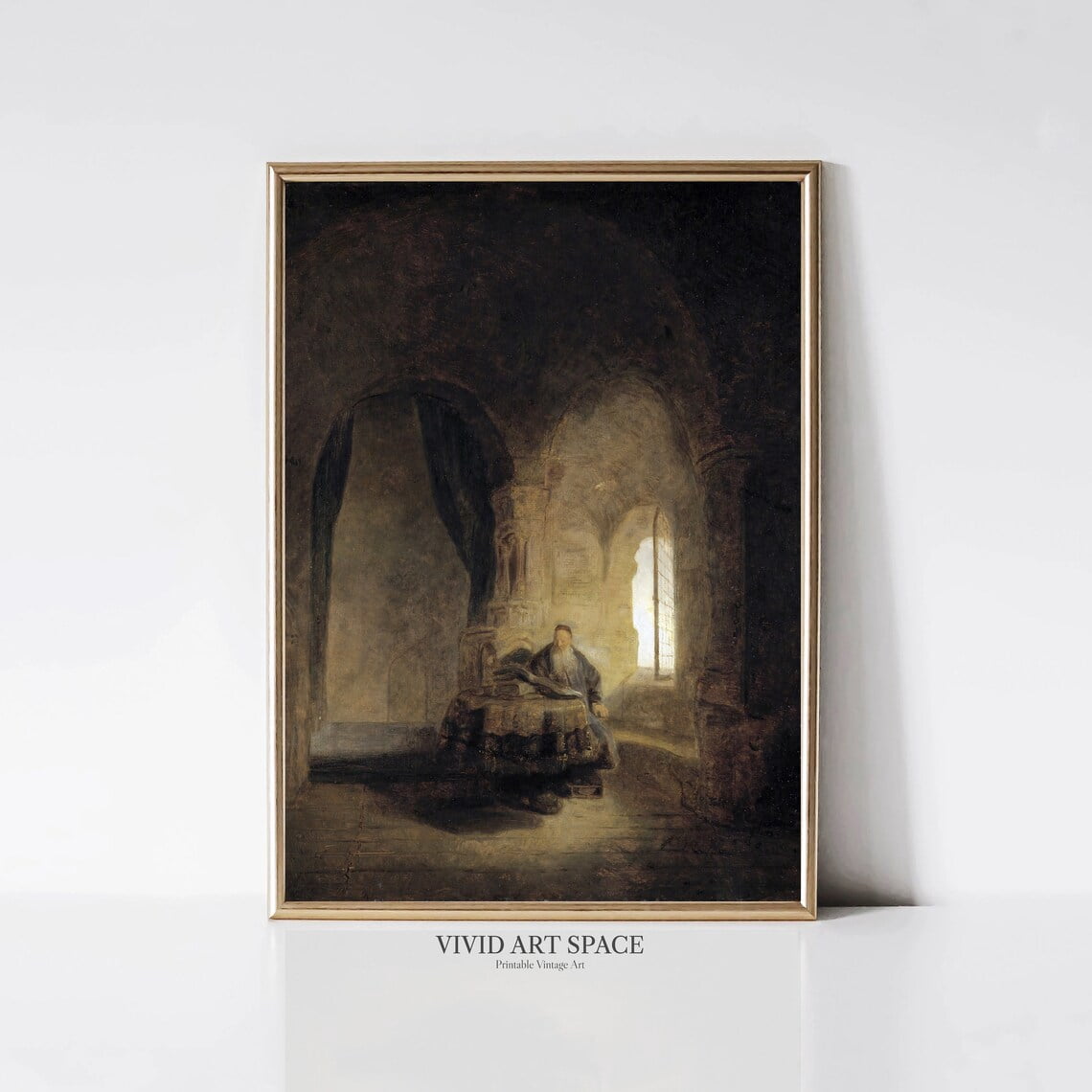 SEPT Rembrandt Philosopher Reading Christian Wall Decor Dark Printable ...