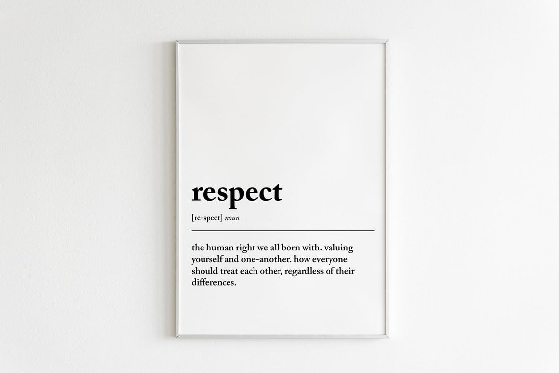 SEPT Respect Definition, Printable Wall Art, Respect Poster, Respect ...