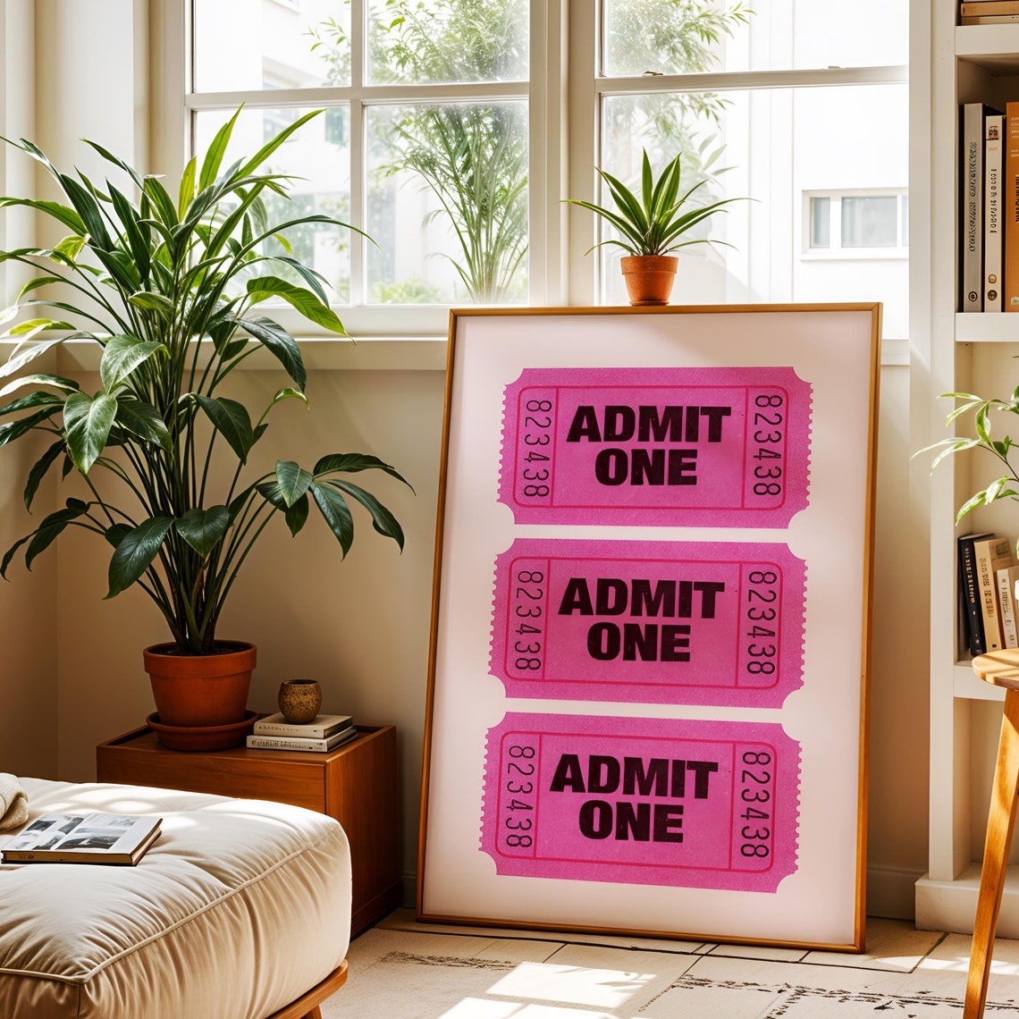 SEPT Retro Admit One Ticket Wall Art, Pink Pastel Printable Poster ...