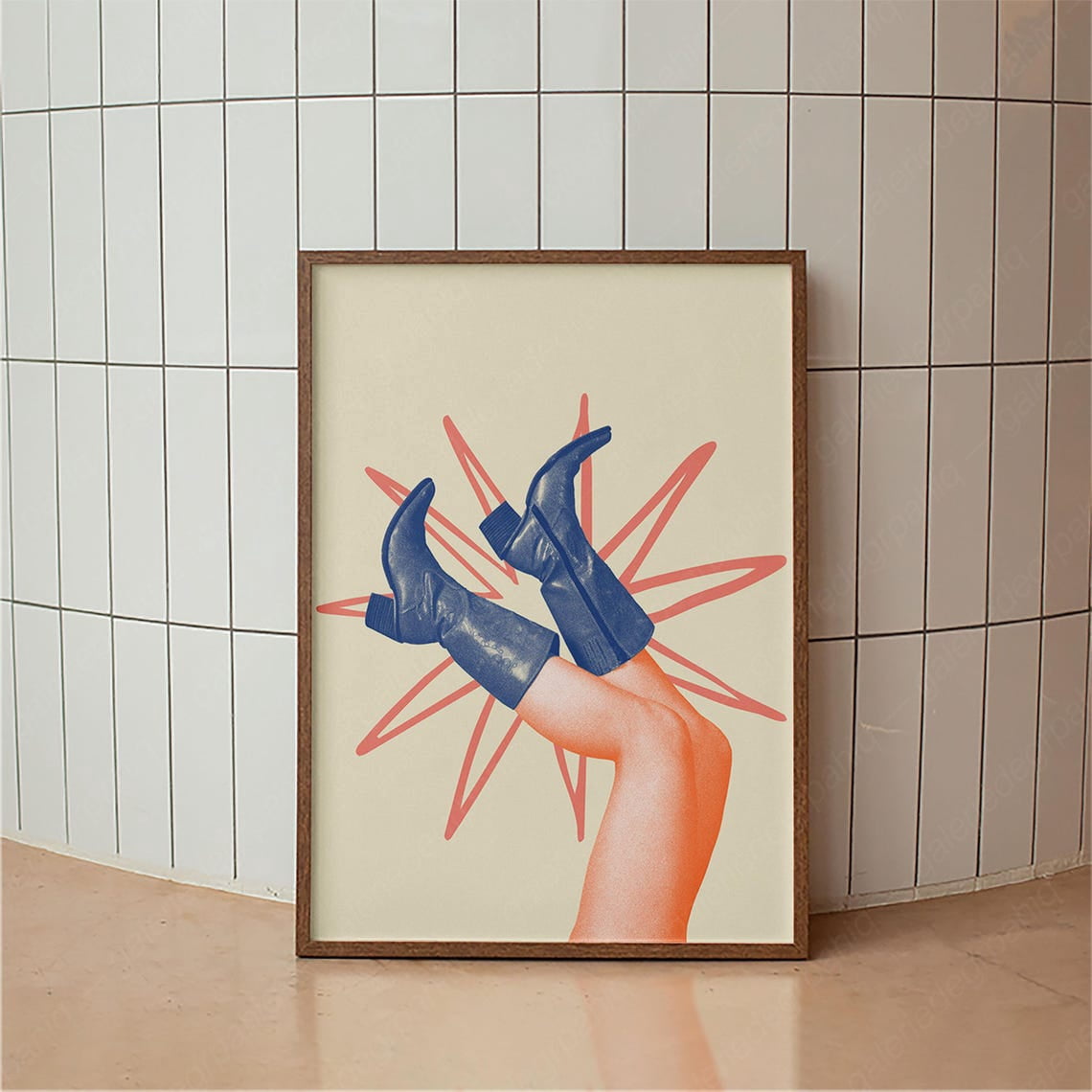 SEPT Retro Boots Poster Print, Pop Art Style Fashion Wall Art, Mid ...