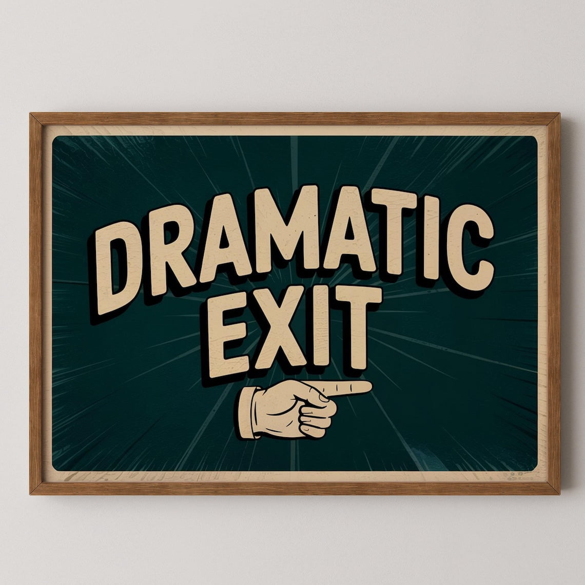 SEPT Retro Exit Sign Art Print Dark Green Poster Bold Typography Wall ...