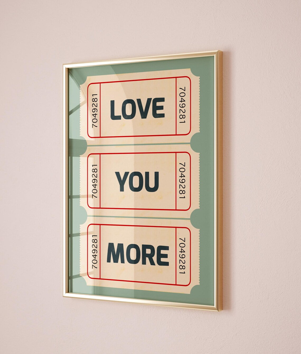 SEPT Retro Love Ticket Wall Art - Love You More Print, Retro Wall Art ...
