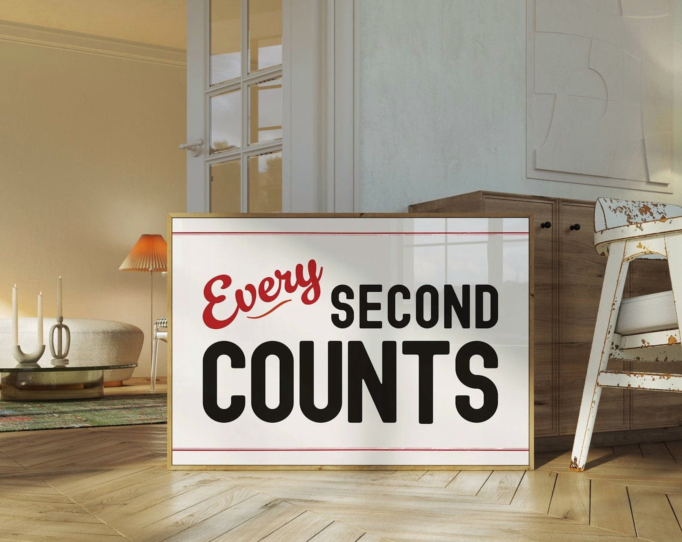 SEPT Retro Motivational Wall Art, Every Second Counts Poster ...