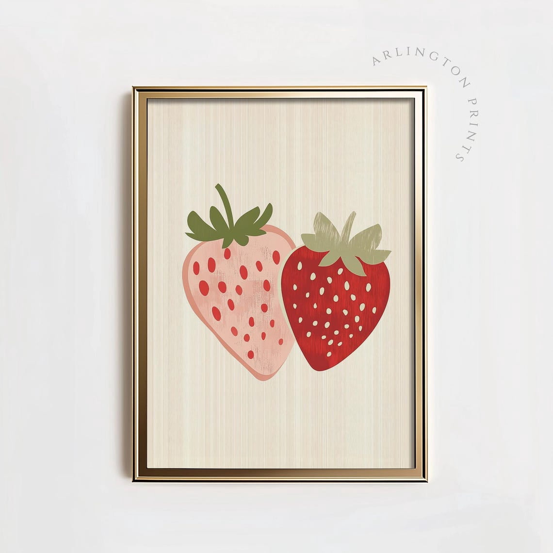 SEPT Retro Strawberry Art Print, Pink Chic Cottagecore Fruit Decor ...