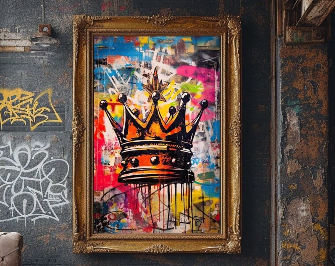 SEPT Royal Crown Graffiti Art Print, Abstract King Crown Digital Poster ...