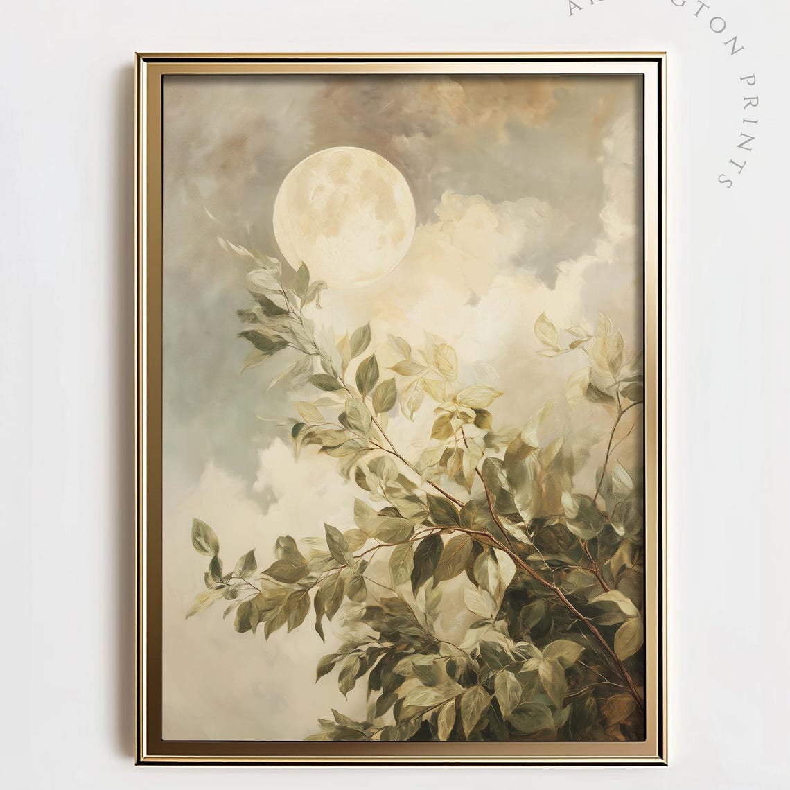 SEPT Rustic Full Moon Print, Printable Muted Sky Painting, Rustic ...