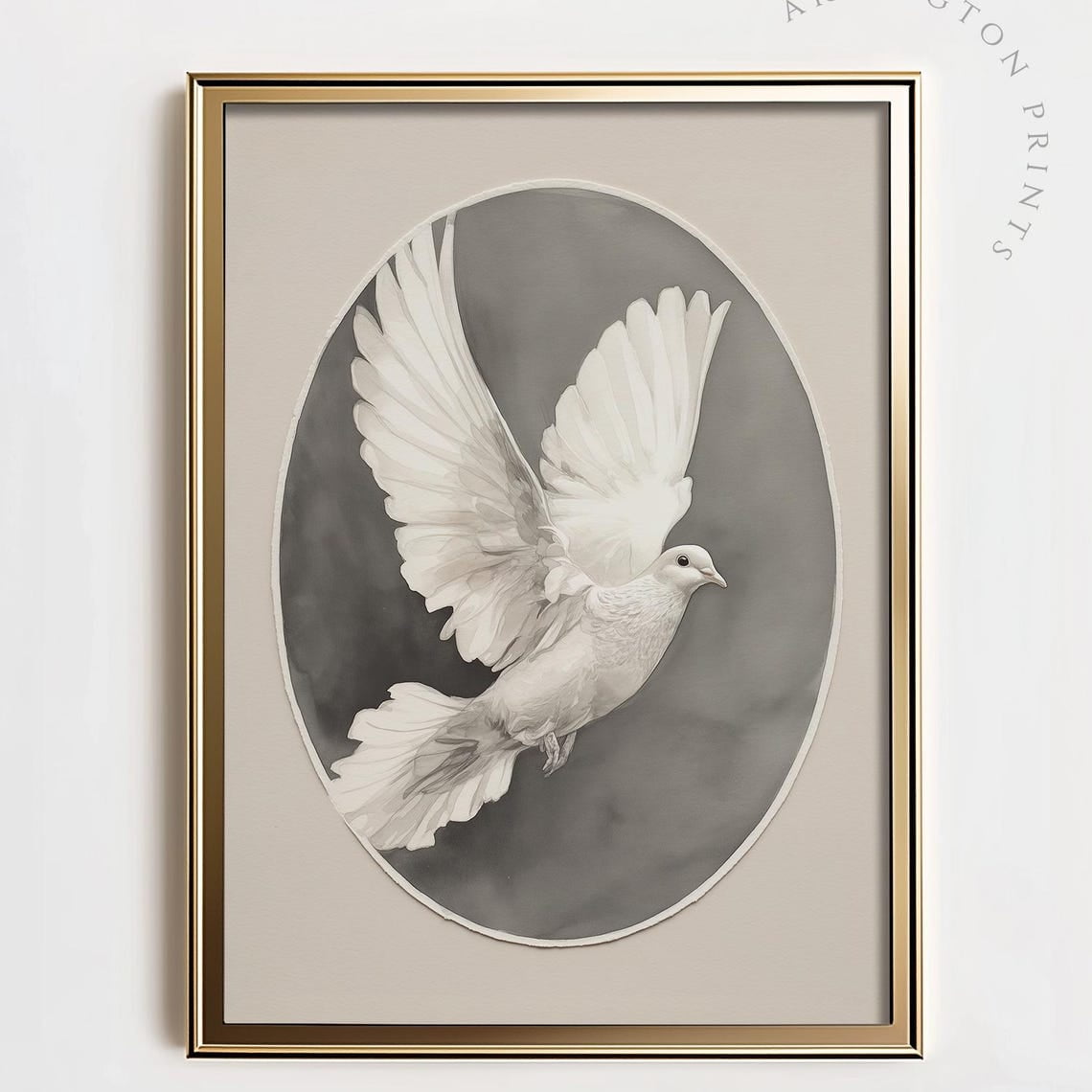 SEPT Rustic Muted Oval Dove Art, Printable Vignette Bird Illustration ...