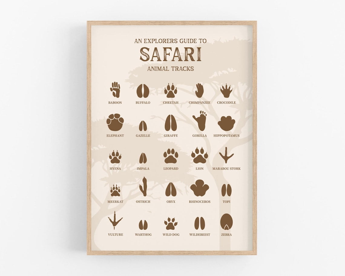 SEPT Safari Animal Tracks Poster, Animal Footprint Chart, Animal Tracks ...