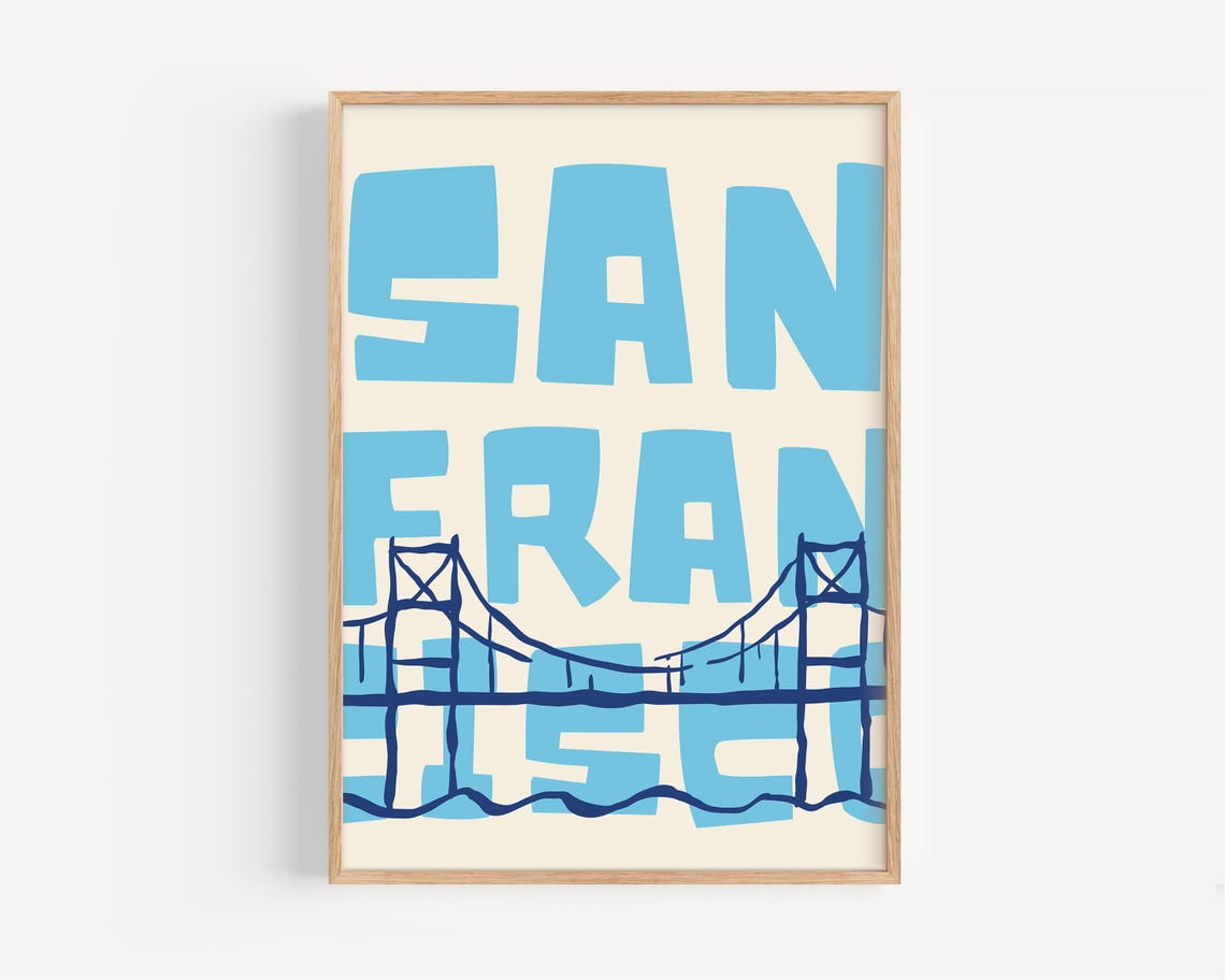 SEPT San Francisco Bridge Digital Wall Art - Blue Golden Gate Printable ...