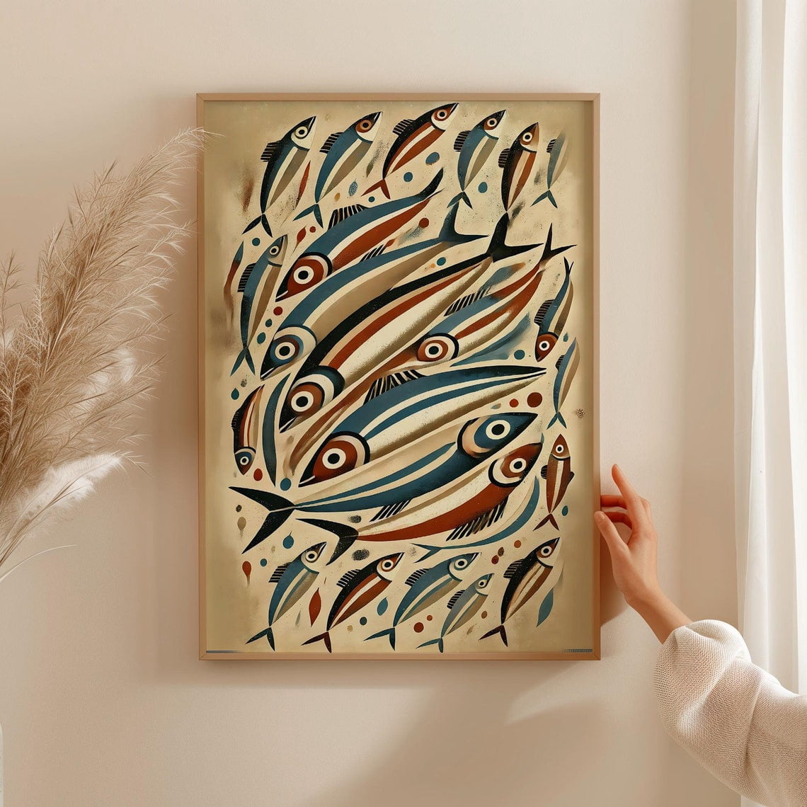 SEPT Sardine Wall Art Naive Modernism Fish Print Still Life Kitchen ...