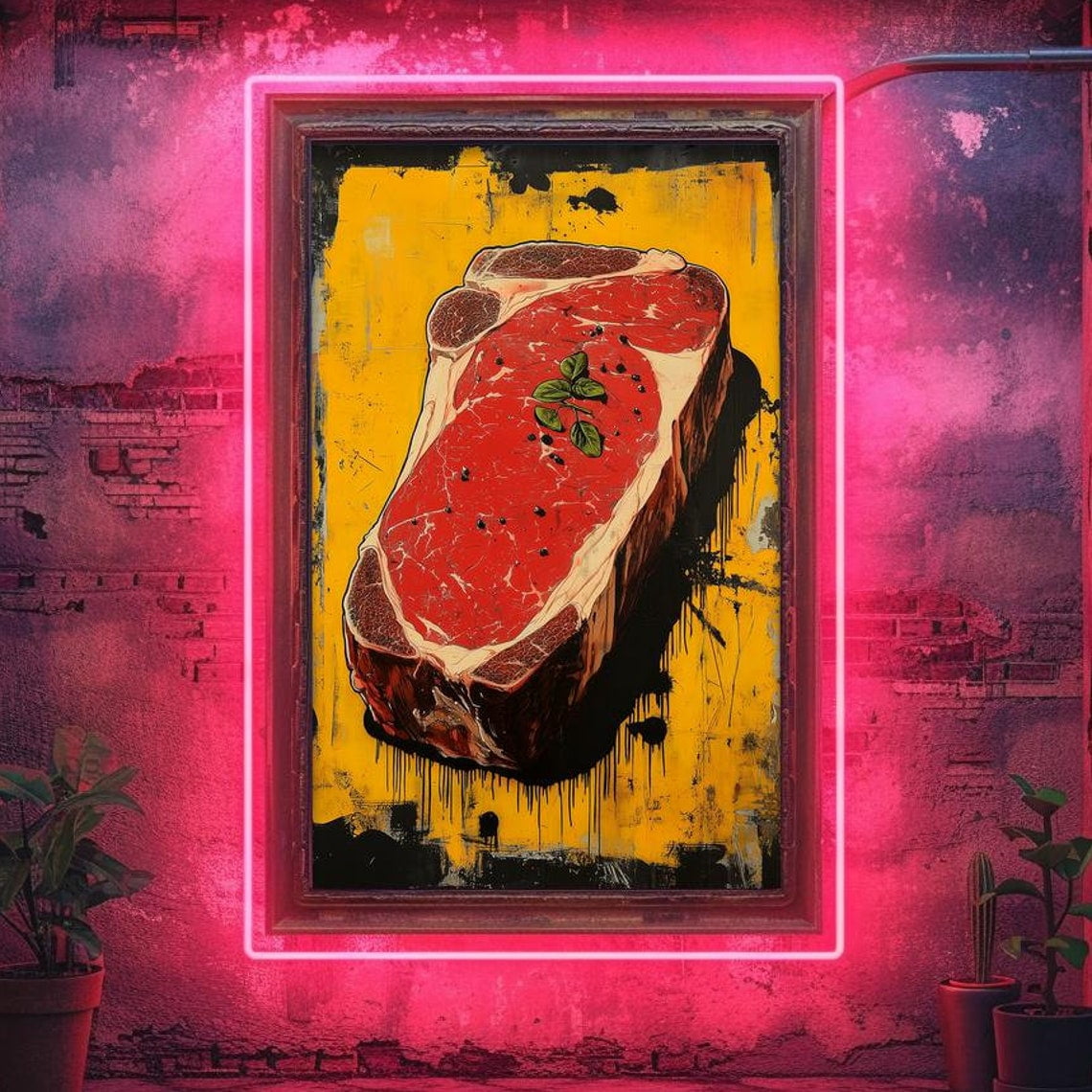 SEPT Steak Graffiti Art Print, Bold Urban Wall Decor, Iconic Ribeye ...