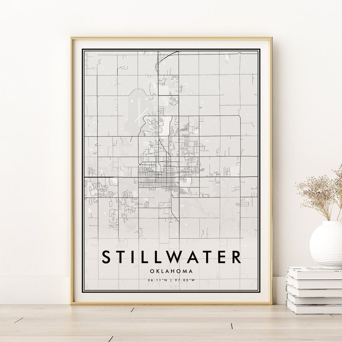 SEPT Stillwater Map Print, Stillwater Oklahoma City Map, Gifts For Her ...