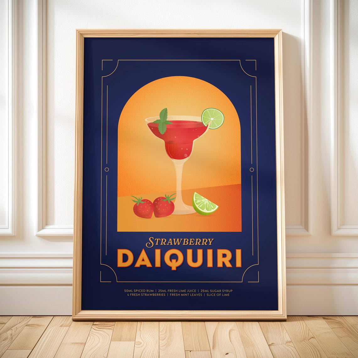 SEPT Strawberry Daiquiri Print Printable Retro Cocktail Recipe Gift ...