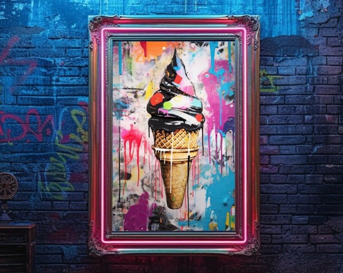 SEPT Street Art Vanilla Ice Cream Print, Modern Urban Graffiti Wall ...