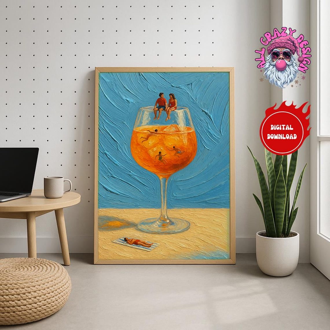 SEPT Summer Cocktail With Miniature People Surreal Poster Digital ...