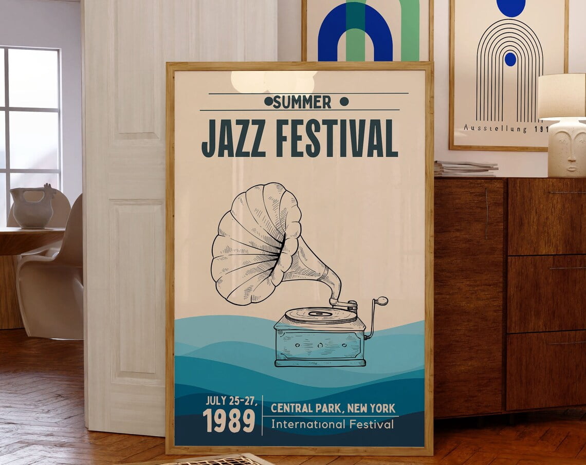 SEPT Summer Jazz Festival Printable Wall Art, Retro Jazz Music Print ...