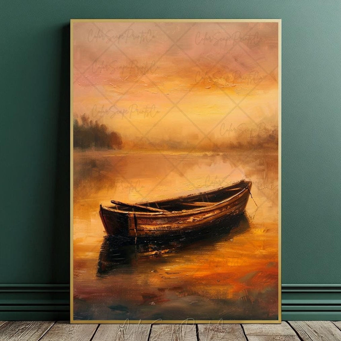 SEPT Sunset Painting Sunset Lake Print Sunset Landscape Art Golden Hour ...