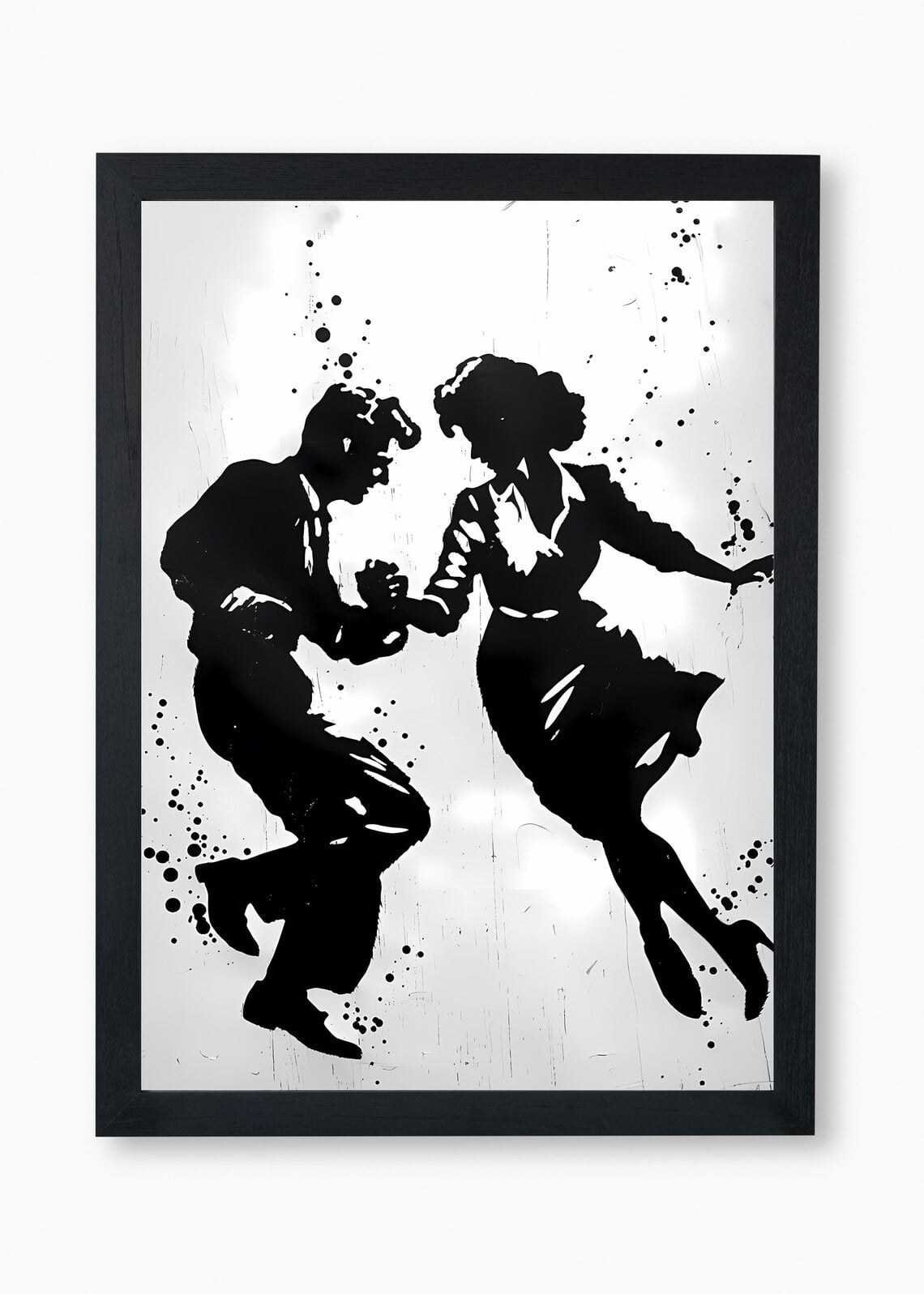 SEPT Swing Dance Silhouette, Black & White Dancing Couple, Modern Ink ...