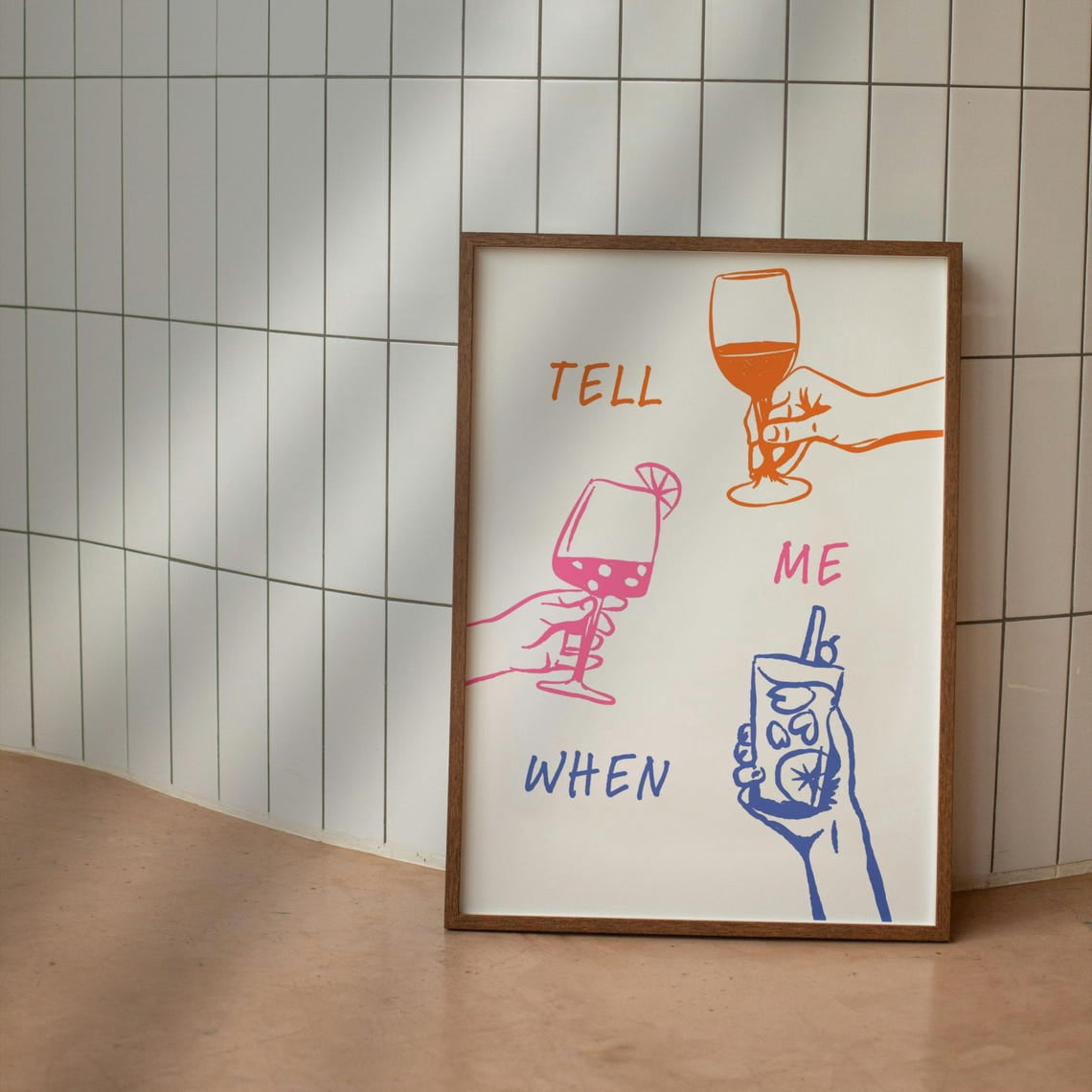 SEPT Tell Me When Poster Retro Wine Print, Cheers Printable Art, Trendy ...