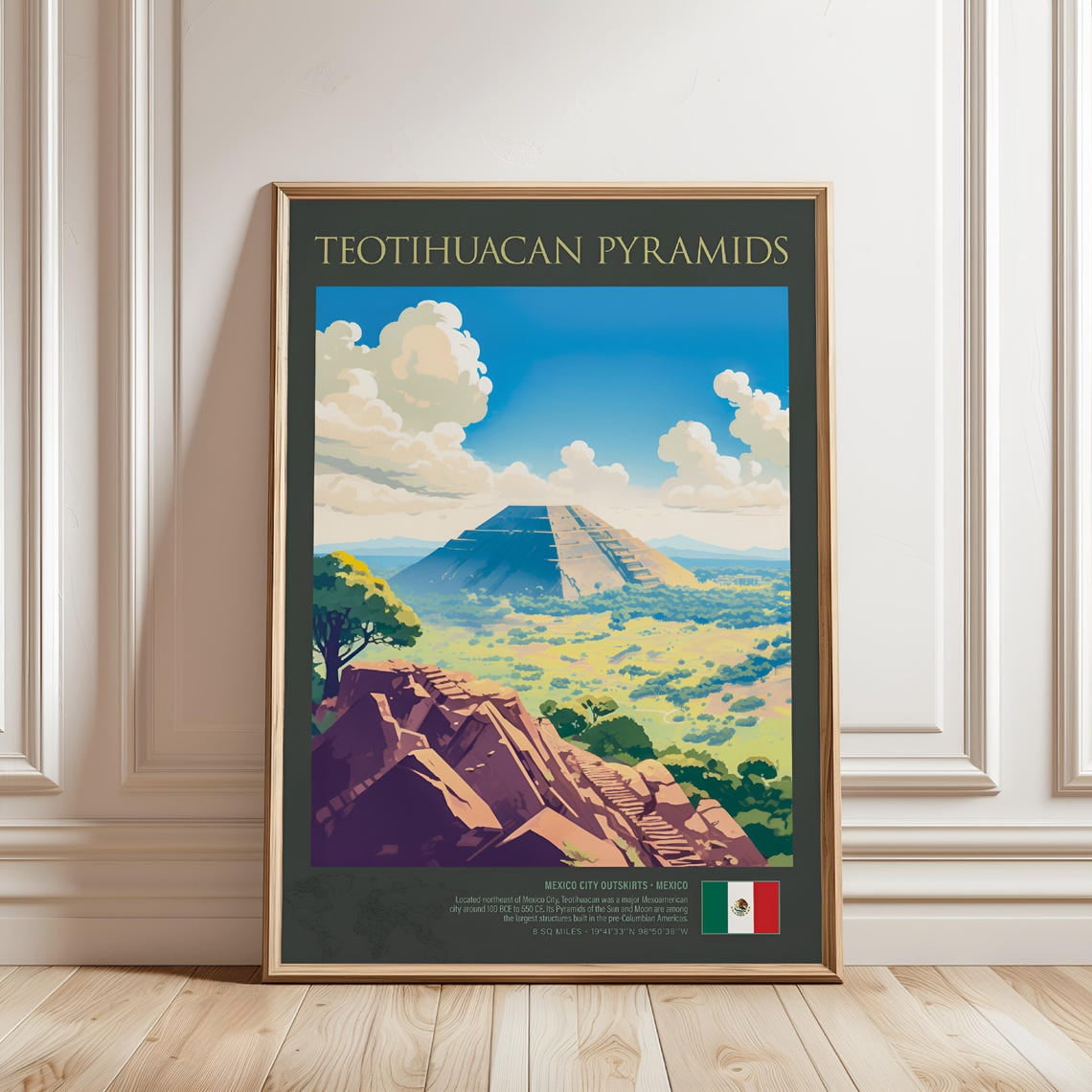 SEPT Teotihuacan Mexico Poster, Aztec Pyramid Wall Art, Vintage Travel ...