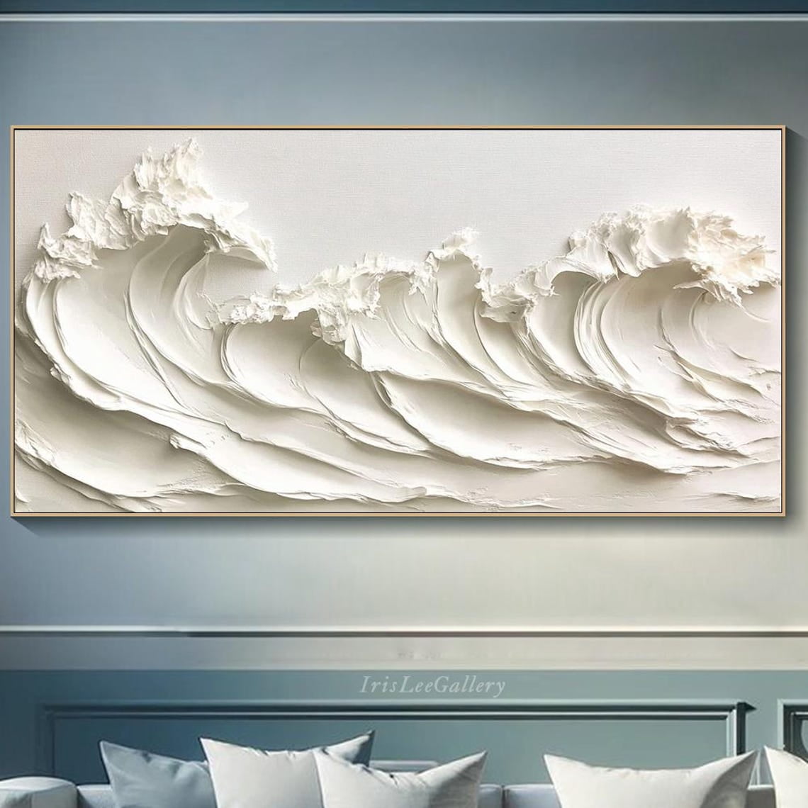 SEPT Textured Wave Painting On Canvas Neutral Coastal Wall Art ...