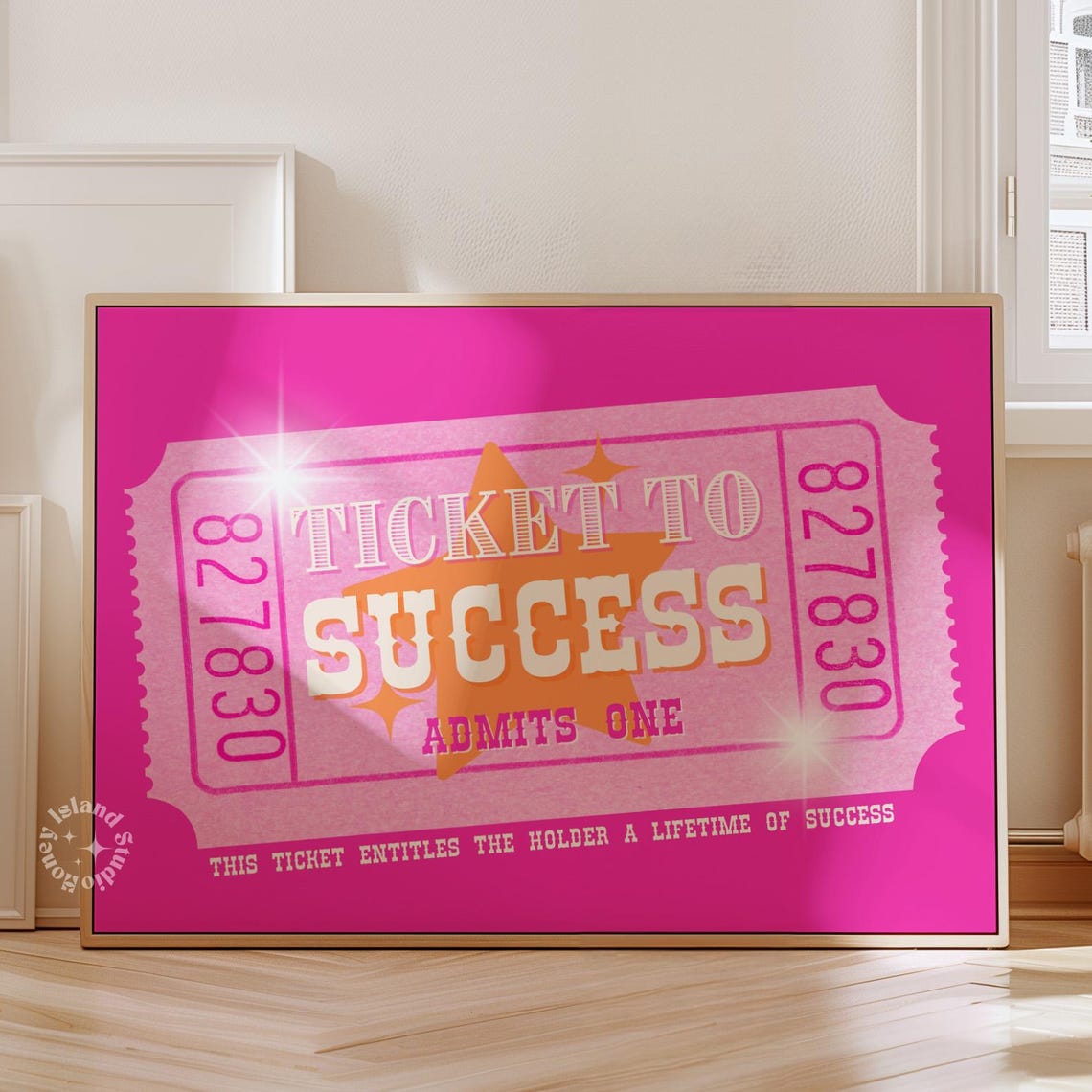SEPT Ticket To Success Print, Trendy Retro Affirmation Wall Art ...