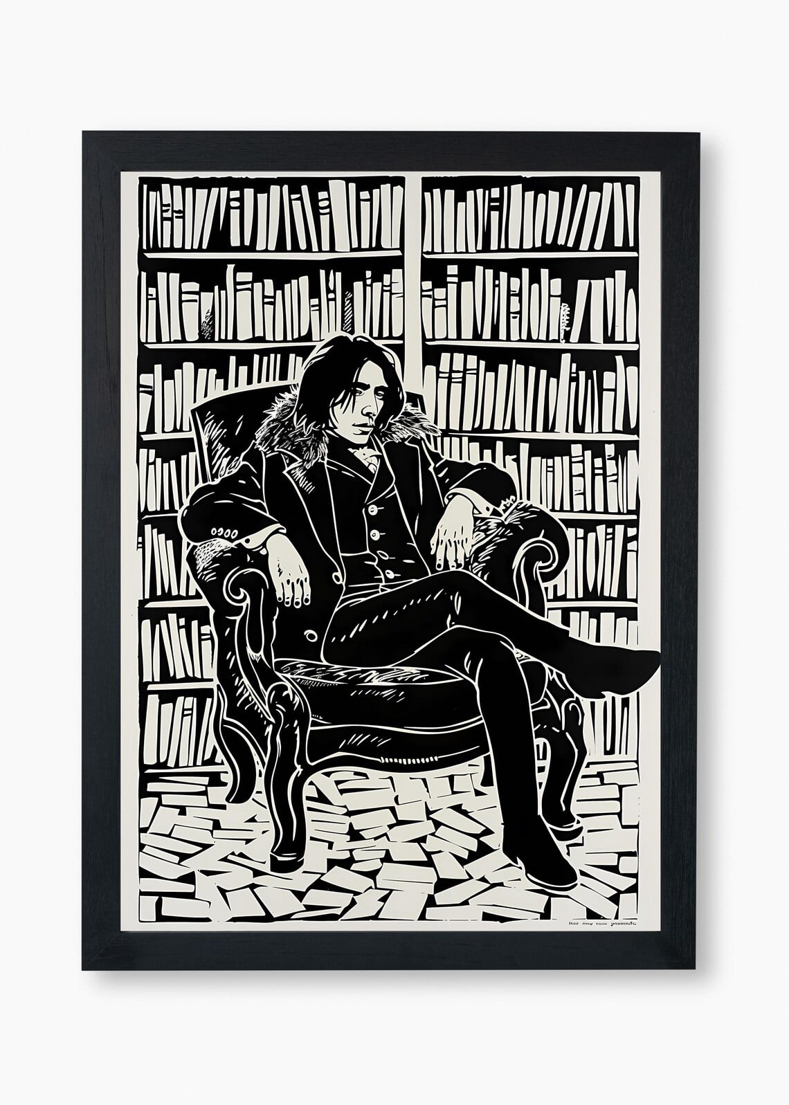 SEPT Timeless Elegance: Black And White Linocut Style Digital Art Print ...