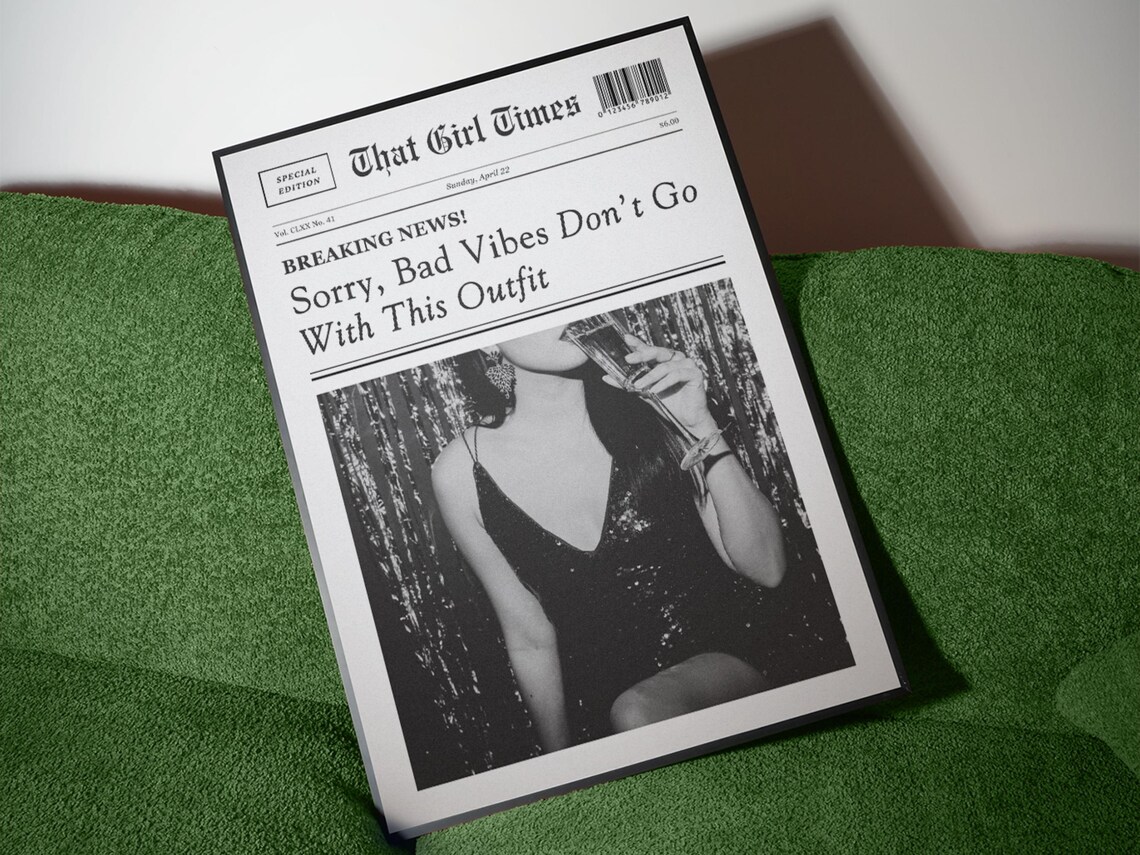 SEPT Trendy Newspaper Print Bad Vibes Don'T Go With My Outfit Chic ...