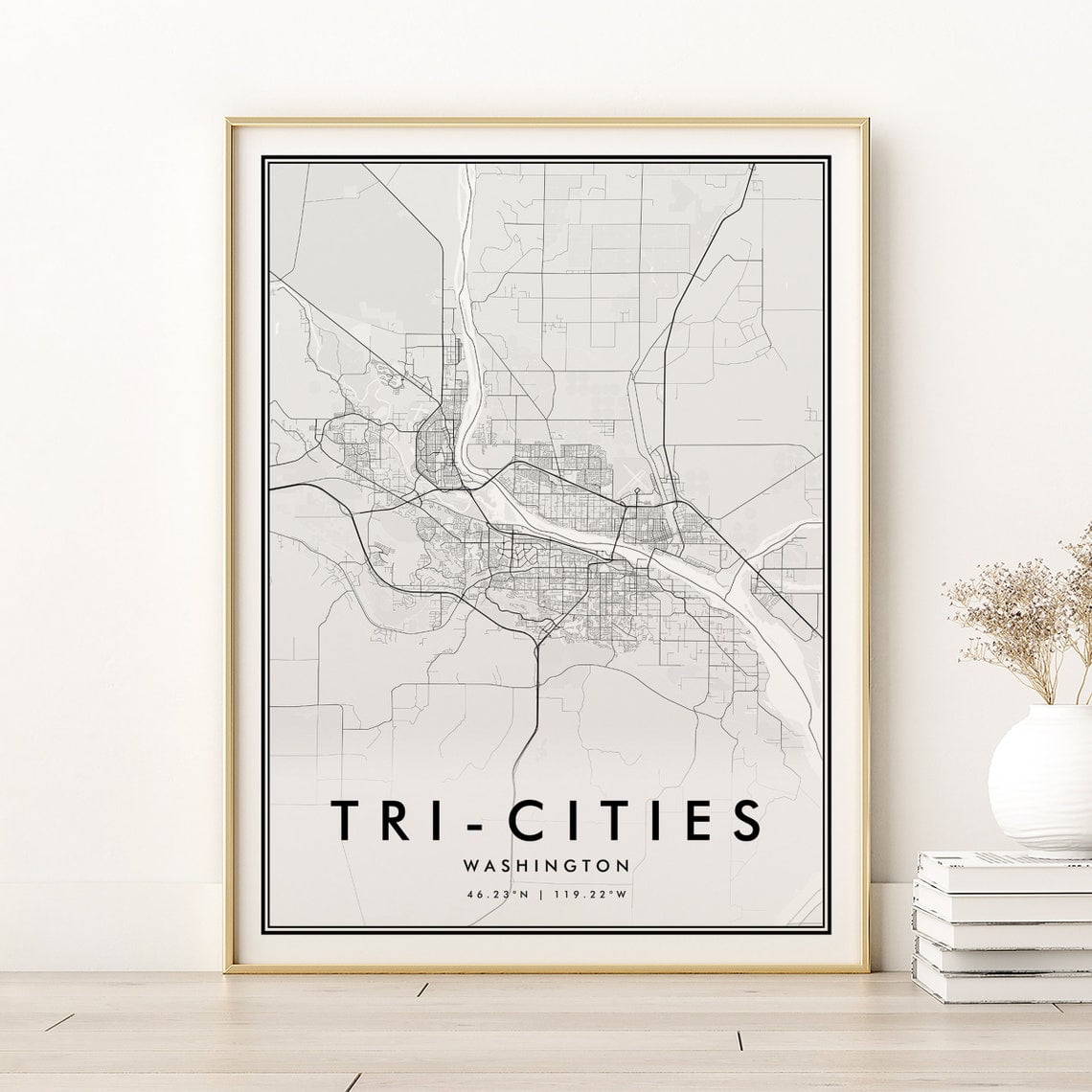 SEPT Tri-Cities Map Print, Tri-Cities Washington City Map, Minimalist ...