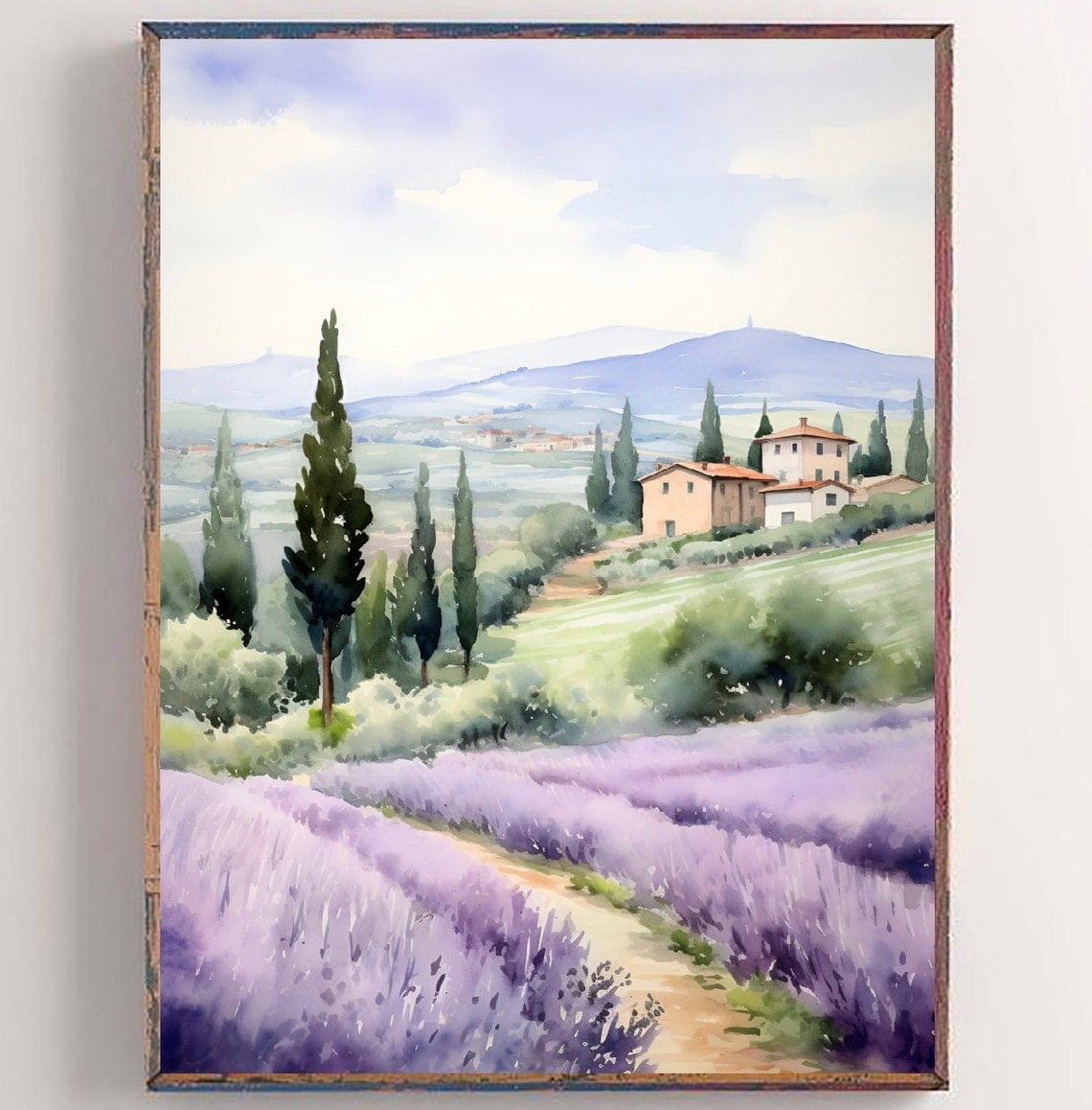 SEPT Tuscany Italy Painting Lavender Watercolor Art Print Italian ...