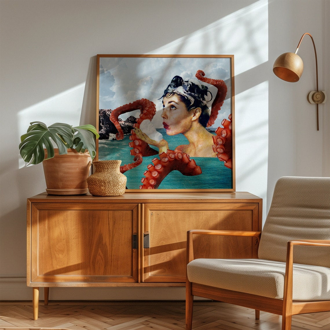SEPT Ursula The Sea Creature Square Art Print Surreal Giant Squid ...