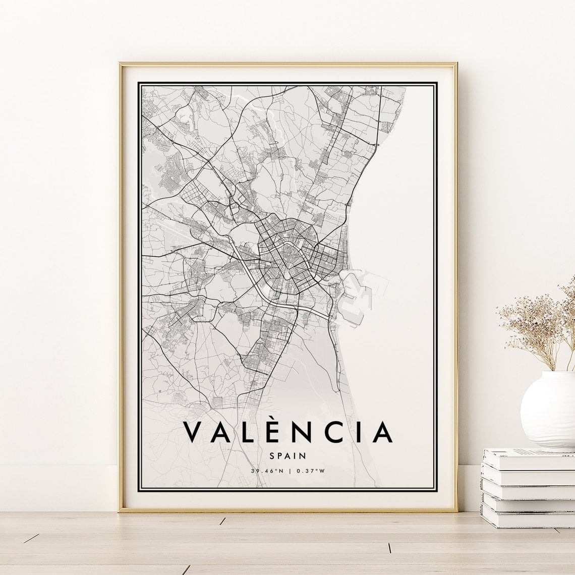 SEPT València Map Print, Valencia Spain Road Map Poster, Gifts For Her ...