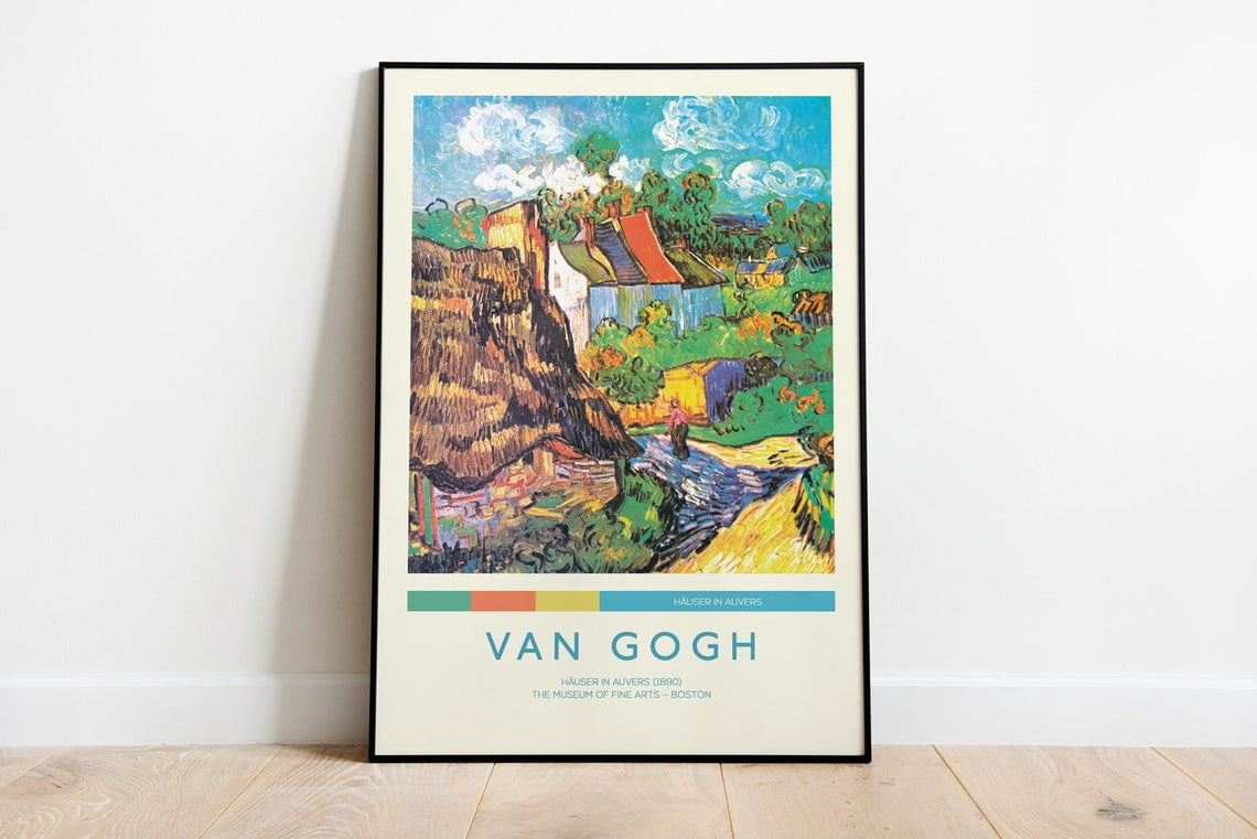 SEPT Van Gogh Print Hauses At Auvers Vincent Van Gogh Exhibition Poster ...