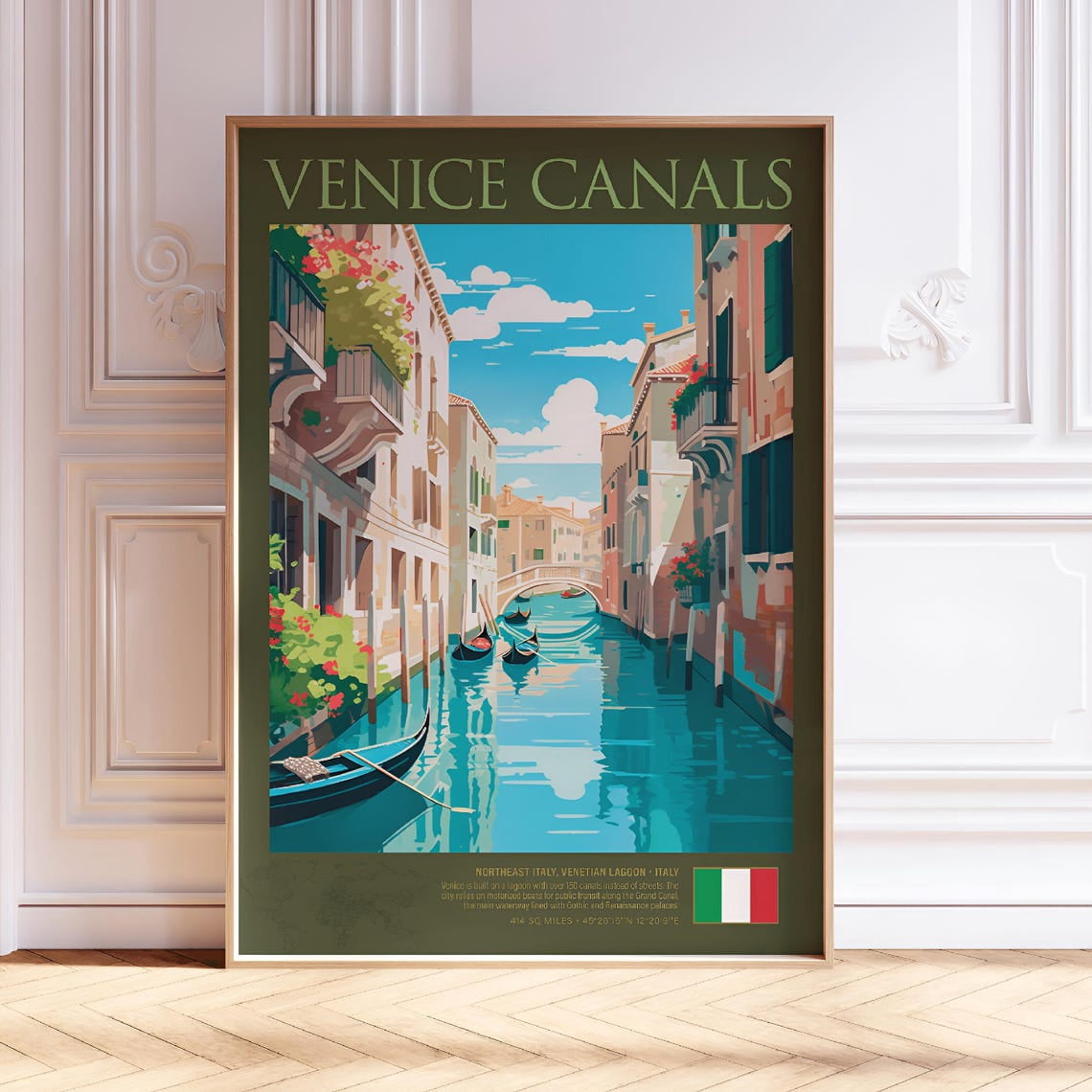 SEPT Venice Italy Travel Poster Vintage Canal Scene Italian Wall Art ...