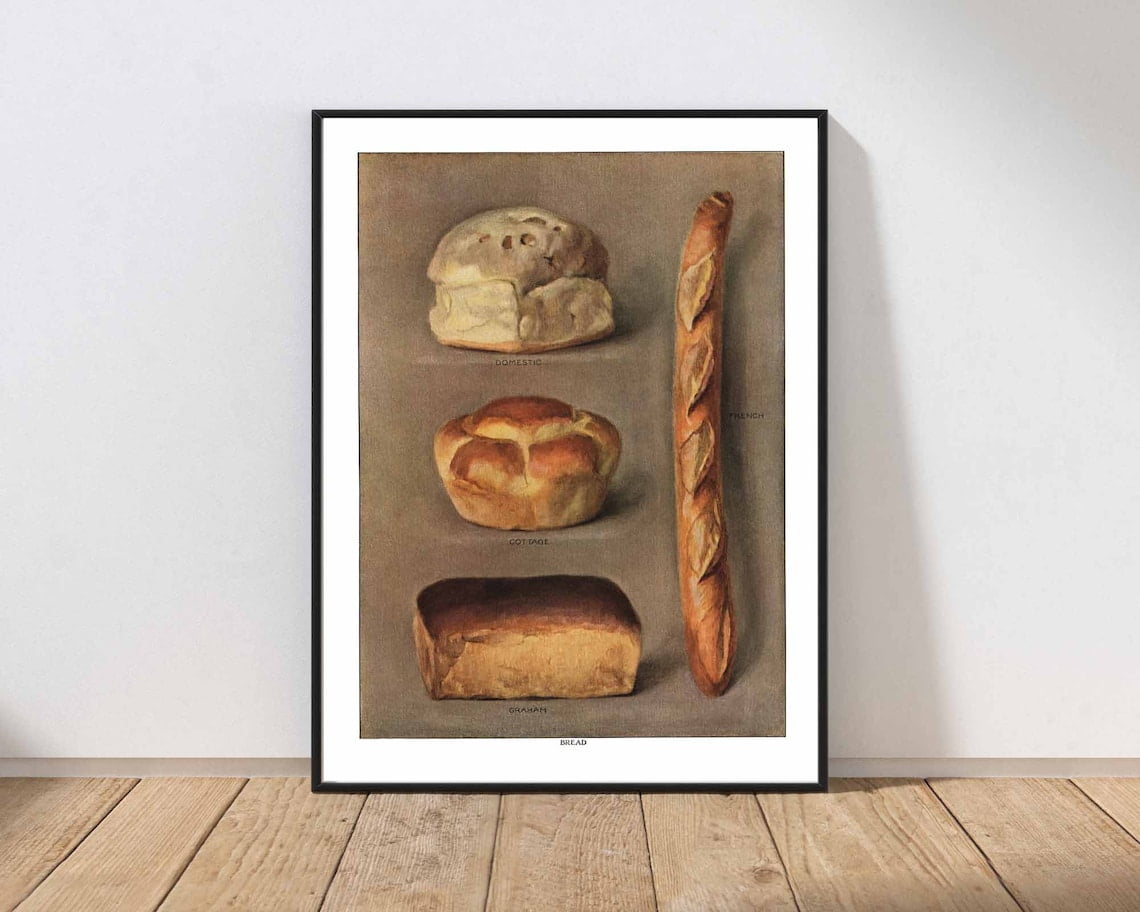 SEPT Vintage Bread Chart Kitchen Wall Art Cafe Restaurant French Bakery ...