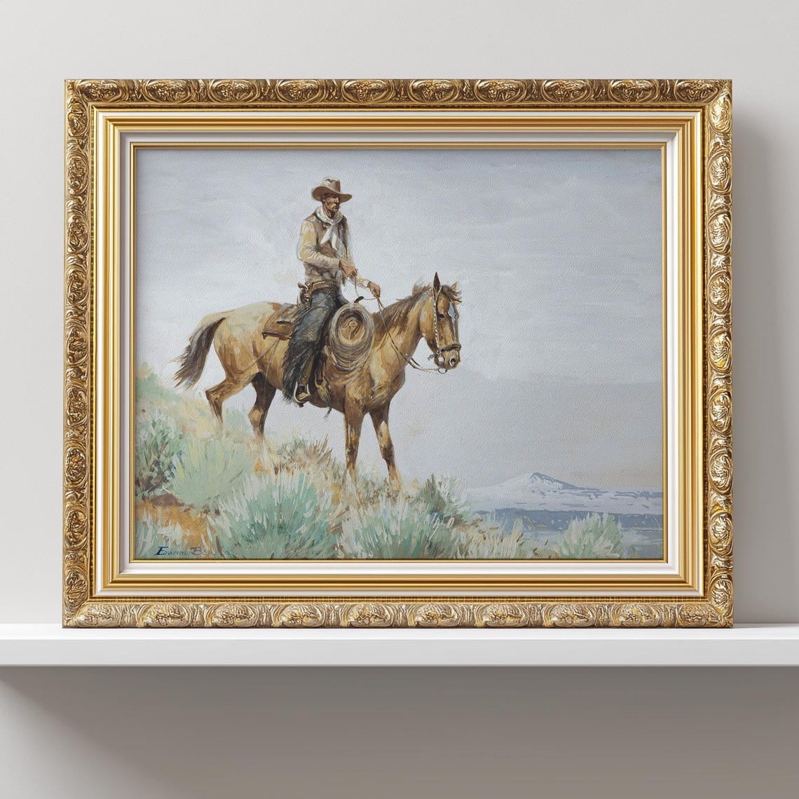 SEPT Vintage Cowboy Art Print, Printable Country Western Home Decor ...