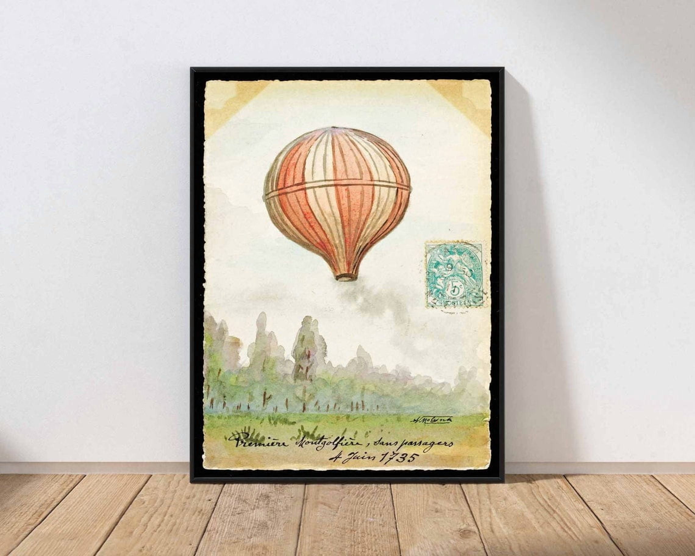 SEPT Vintage French Air Balloon Vintage Post Card Wall Art Print Postal ...