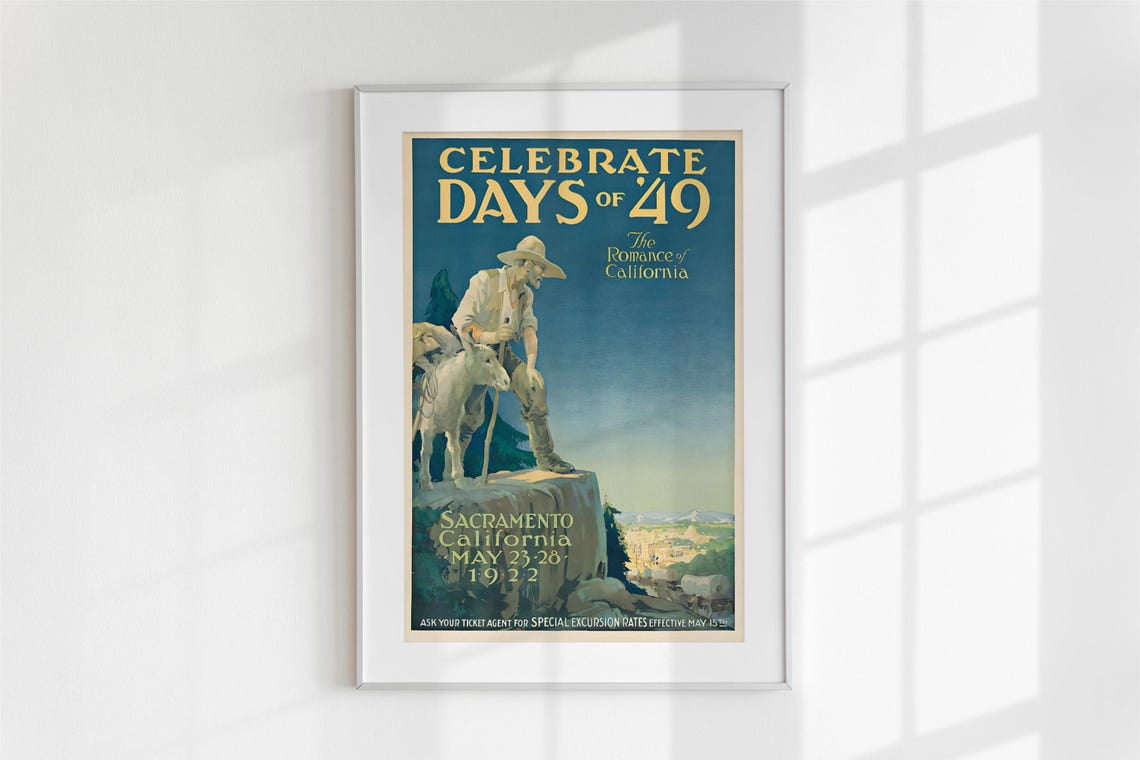 SEPT Vintage Gold Rush Poster 1922 Days Of 49 Sacramento Print Western ...