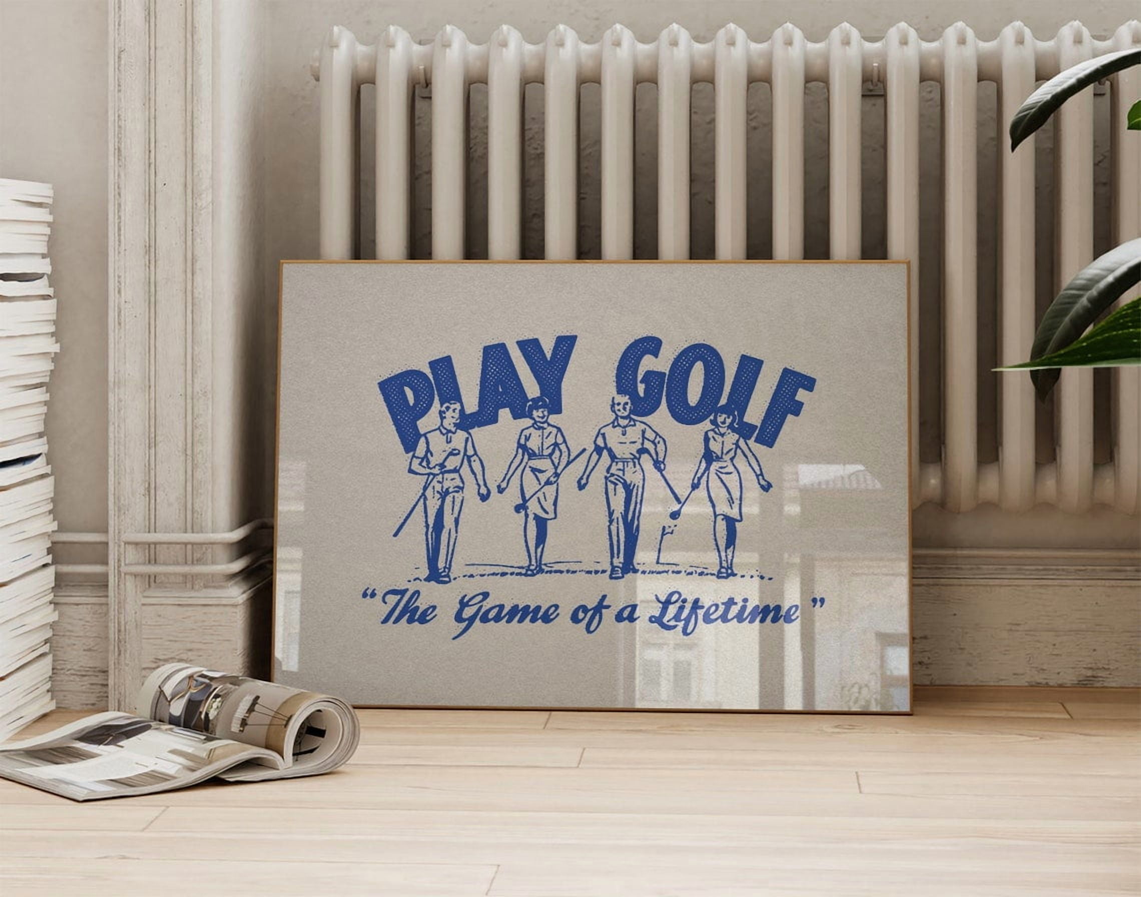 SEPT Vintage Golf Print Blue Athletic Wall Decor Retro Horizontal ...