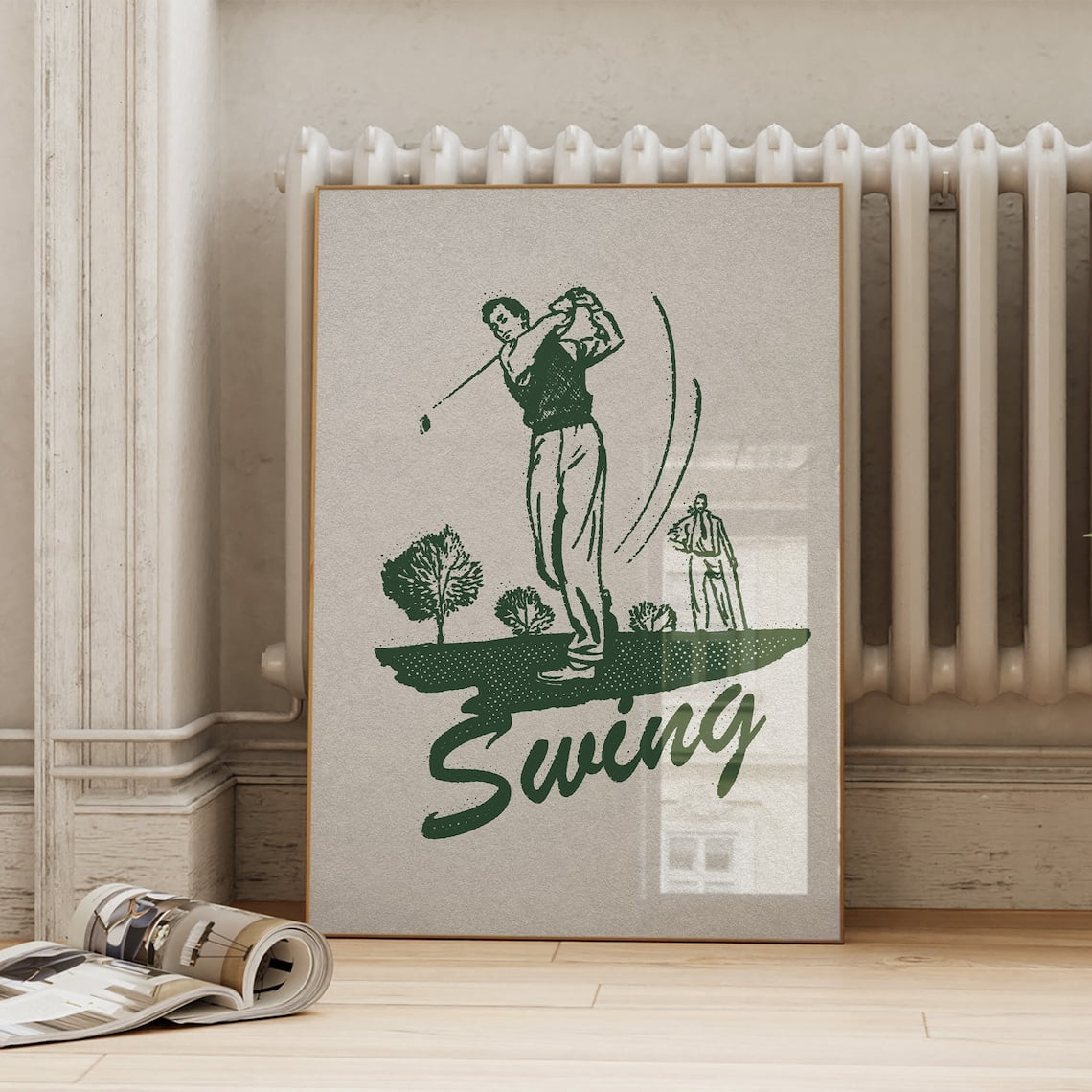 SEPT Vintage Golf Print Swing Club Wall Art Men Playing Golf Retro ...