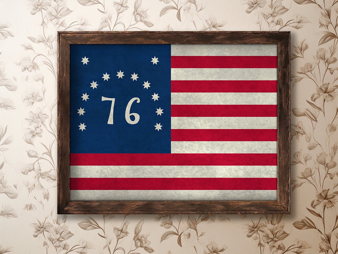 SEPT Vintage July 4Th Printable Art, 76 American Flag Print, 1776 ...
