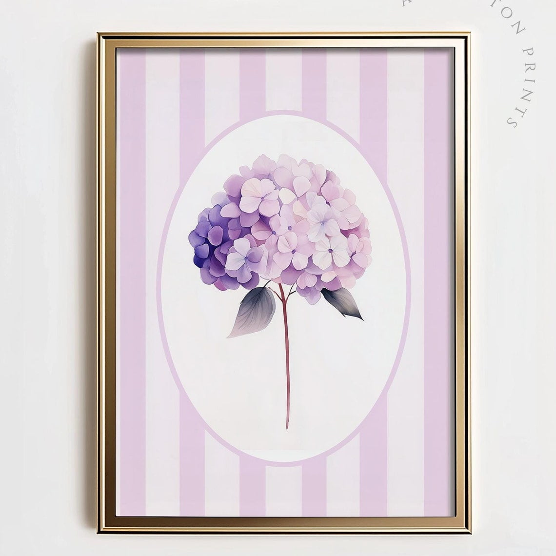 SEPT Vintage Lavender Striped Hydrangea Art, Printable Grandmillenial ...