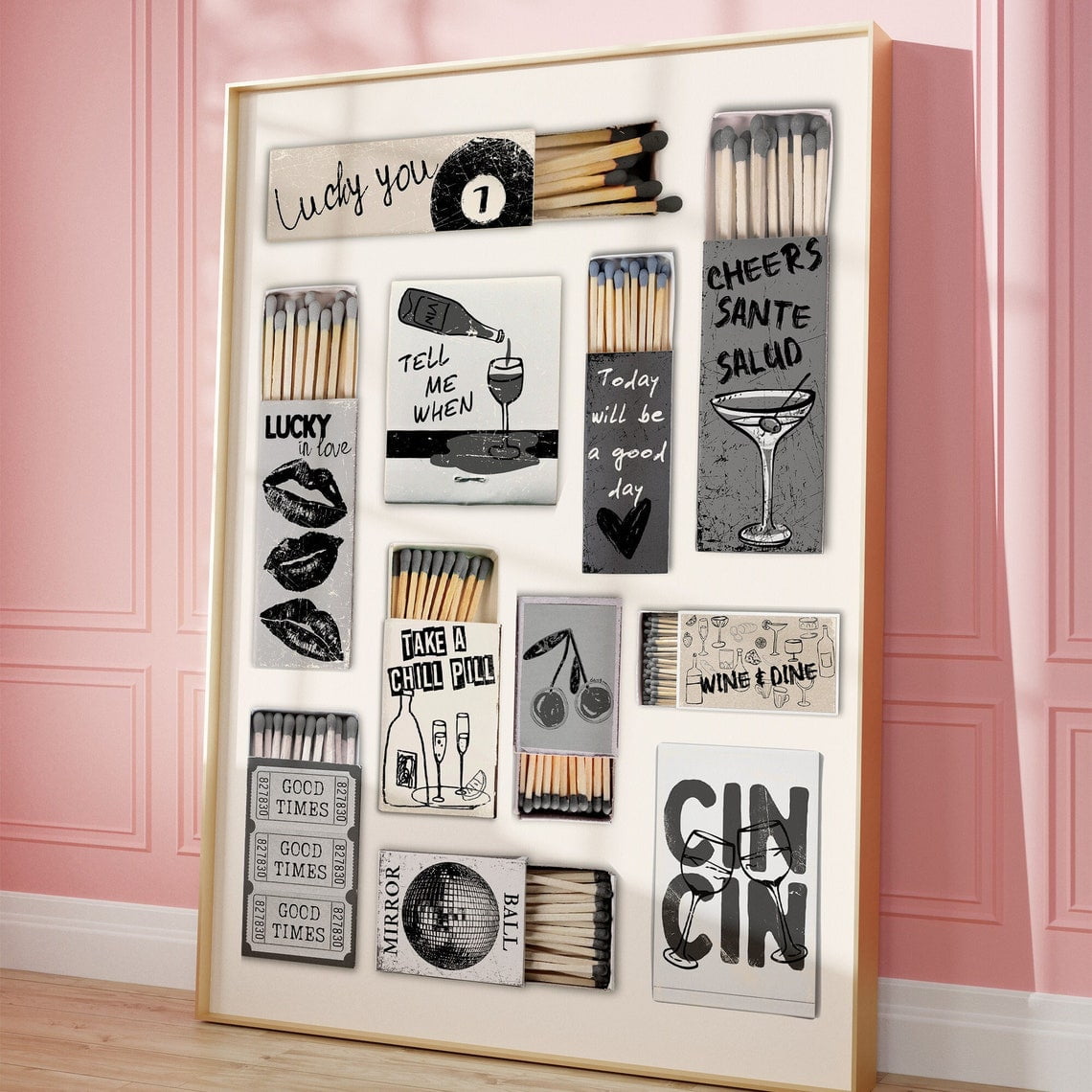 SEPT Vintage Matchbox Print, Trendy Matches Poster, Retro Matchbook ...