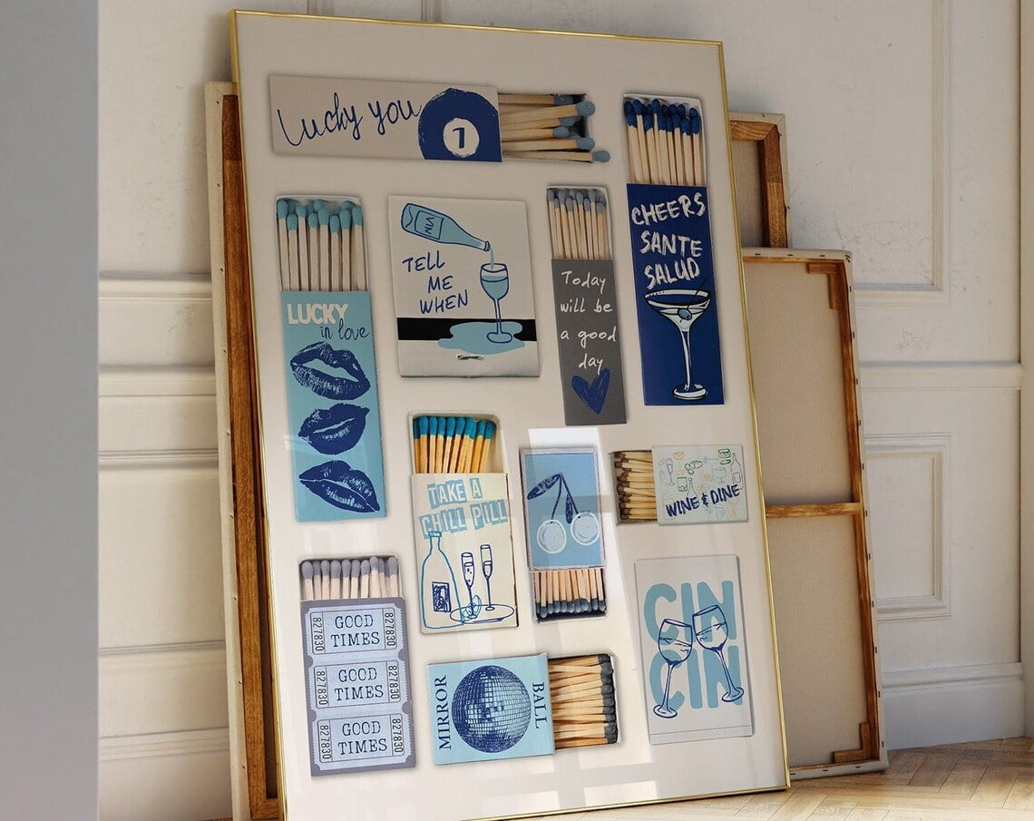 SEPT Vintage Matchbox Print, Trendy Matches Poster, Retro Matchbook ...