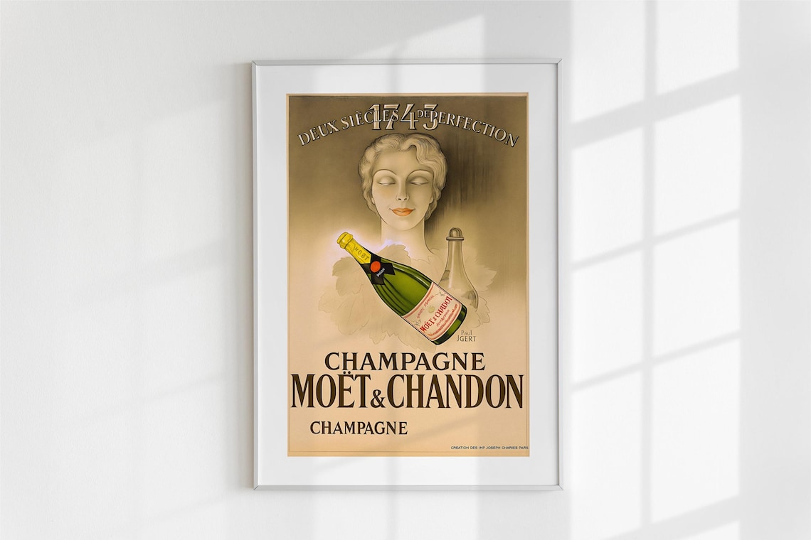 SEPT Vintage Moët & Chandon Poster French Champagne Wall Art Printable ...